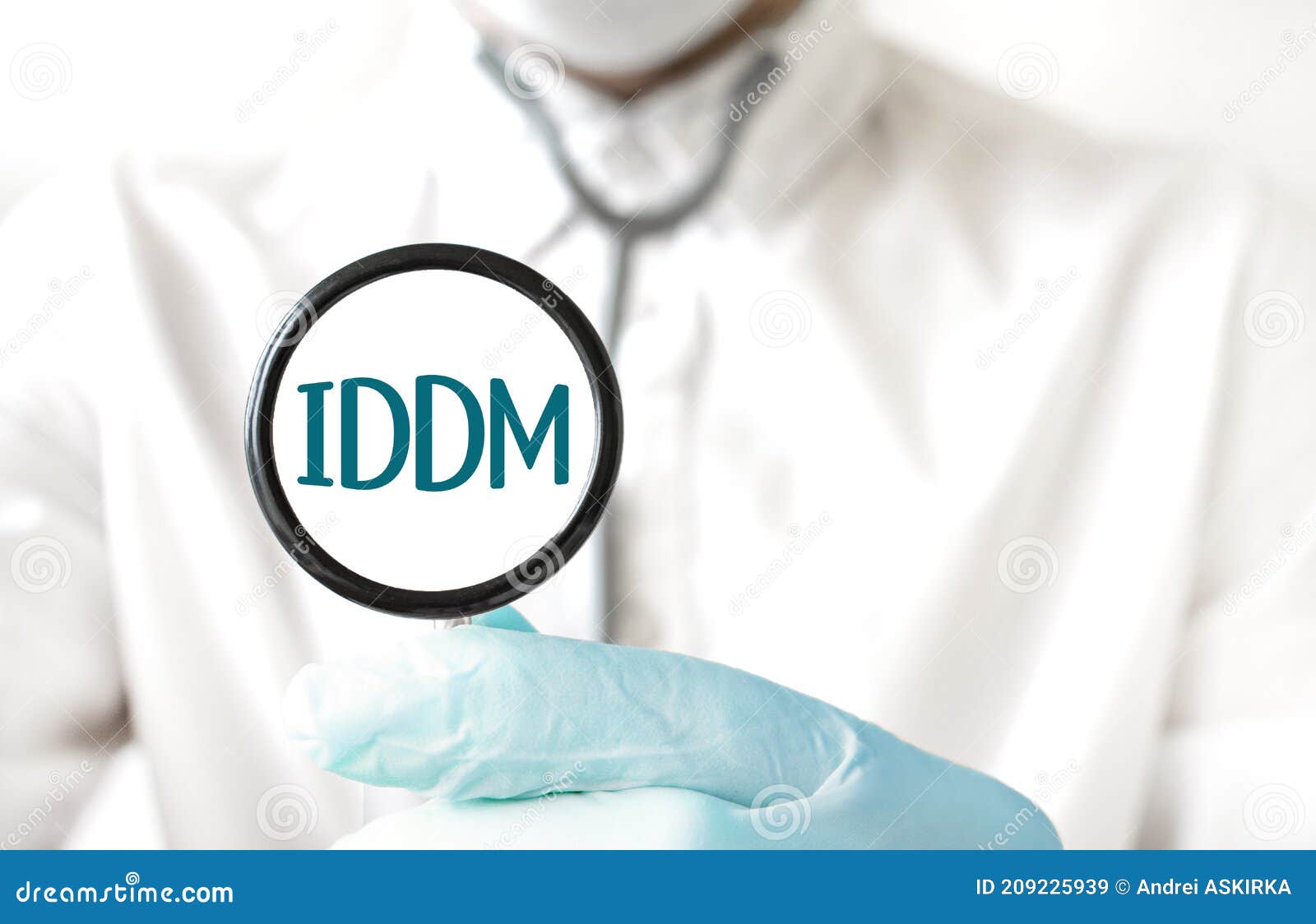 Doctor Holding a Stethoscope with Text IDDM, Medical Concept Stock ...