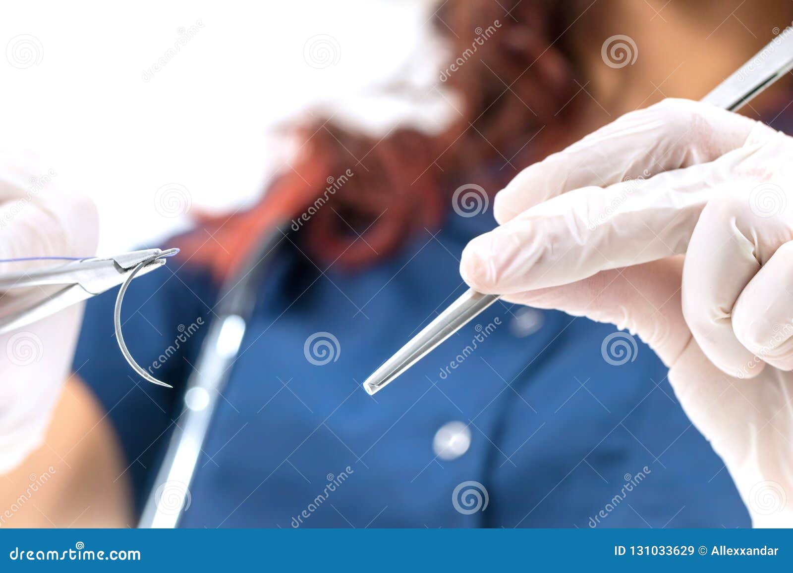 Doctor Holding Surgical Forceps Suture Needle, Suturing Material Stock ...