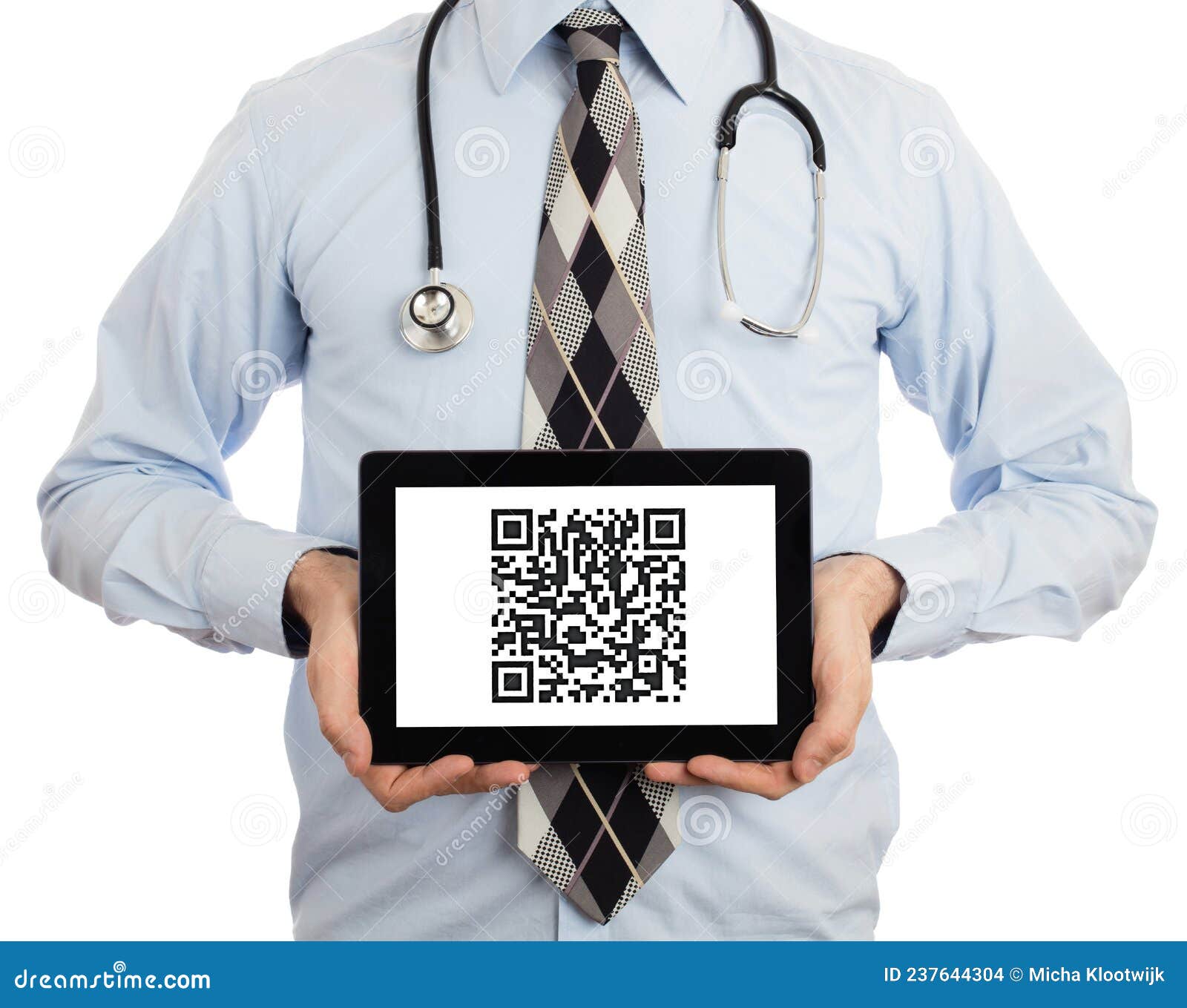 Doctor Holding Tablet - QR-code Stock Photo - Image of background ...