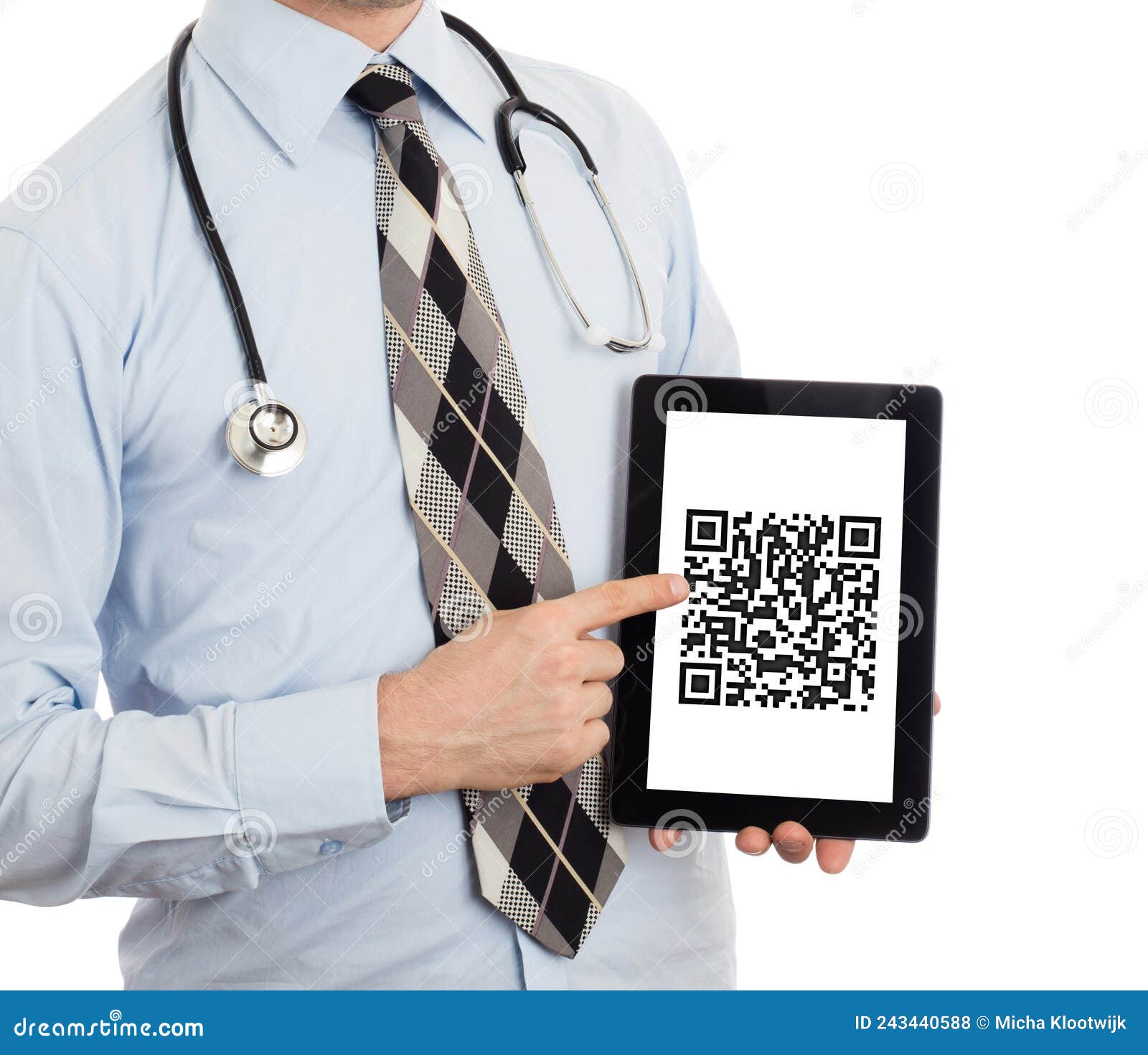 Doctor Holding Tablet - QR-code Stock Photo - Image of research ...