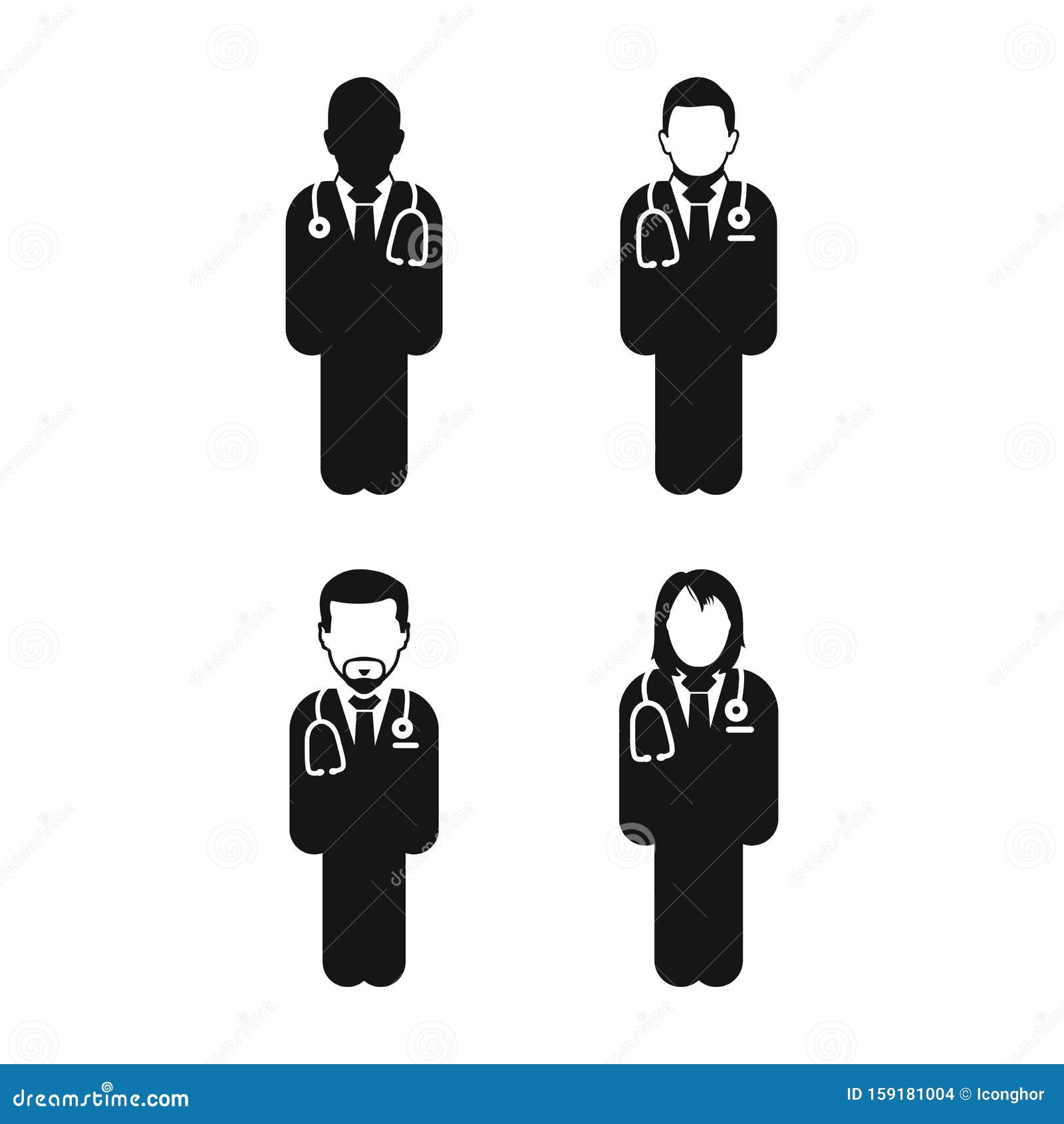 Doctor Icon Set. stock vector. Illustration of icon - 159181004