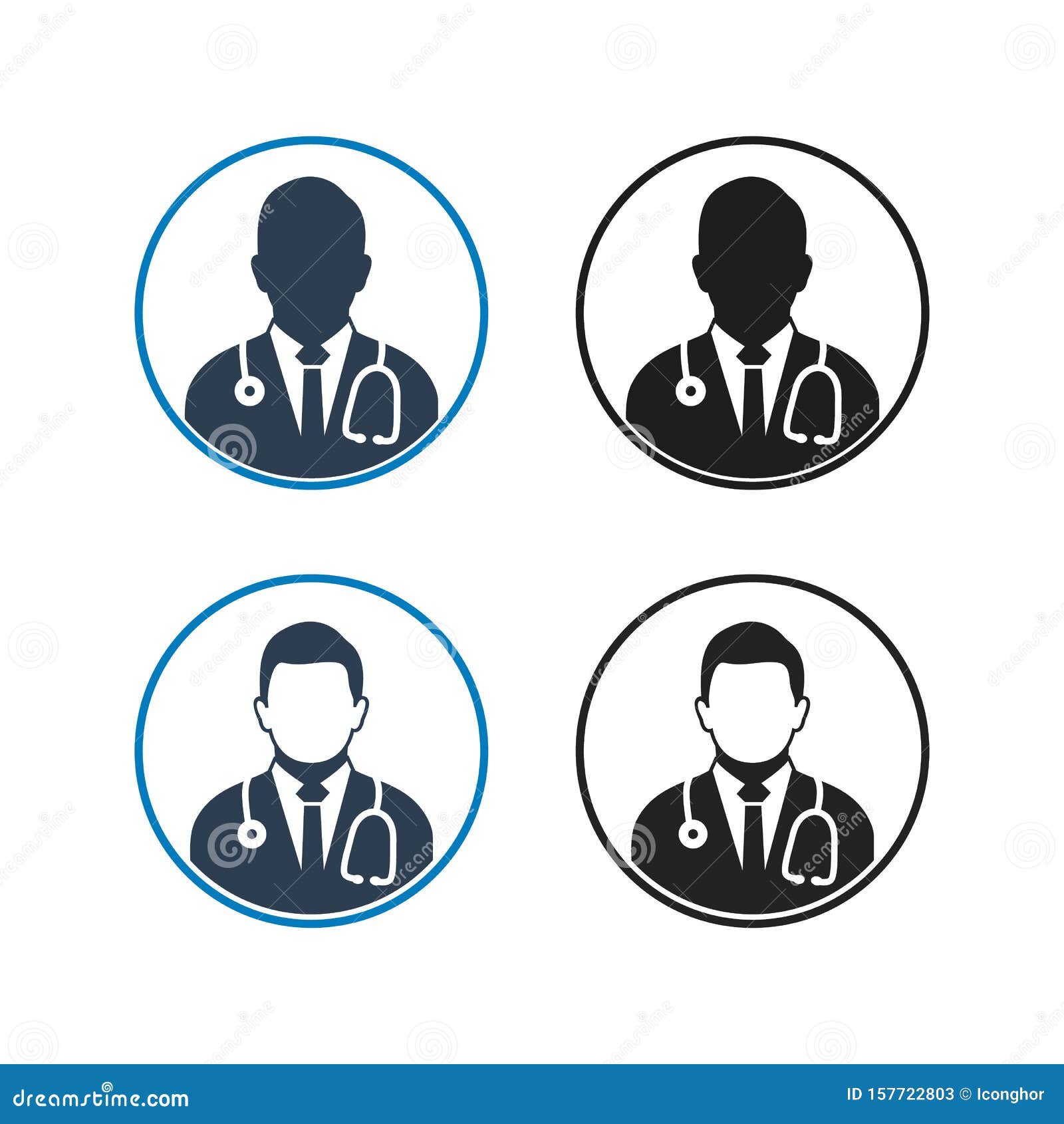 Doctor Icon Set. Flat Style Vector Stock Vector - Illustration of ...
