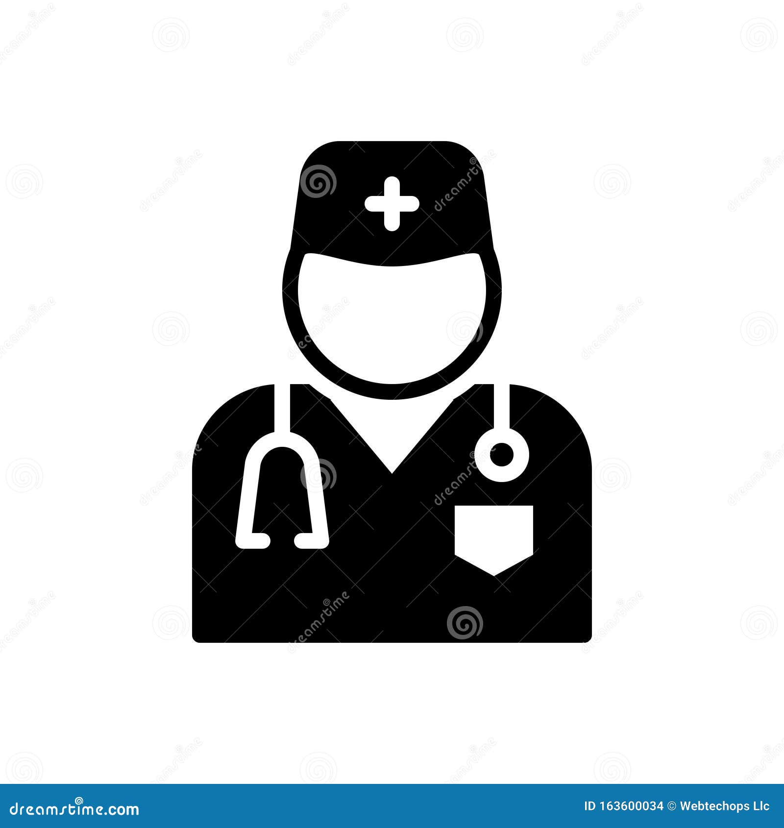Black Solid Icon for Doctor, Surgeon and Stethoscope Stock Vector ...