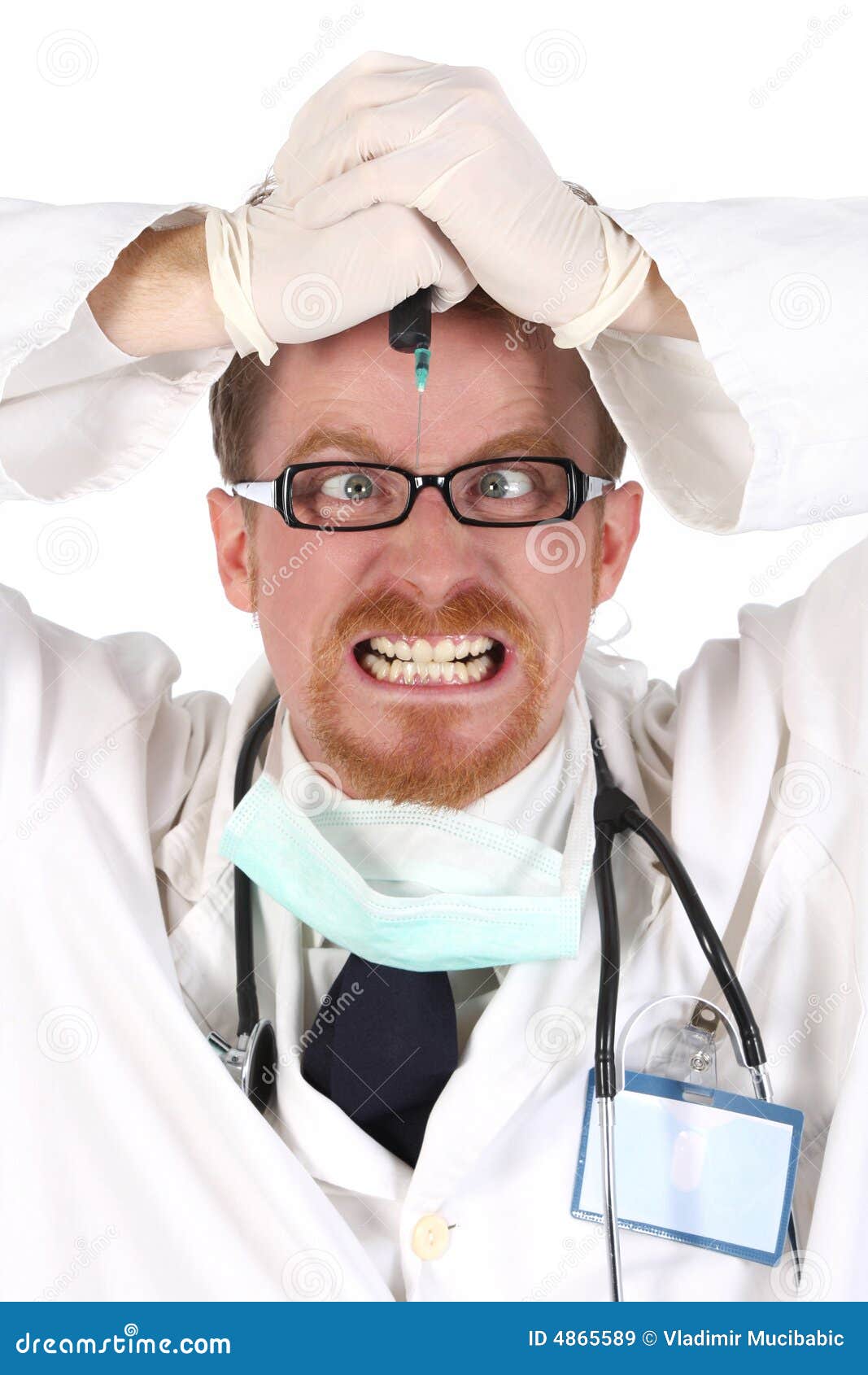 Doctor with injection stock image. Image of adult, angry - 4865589