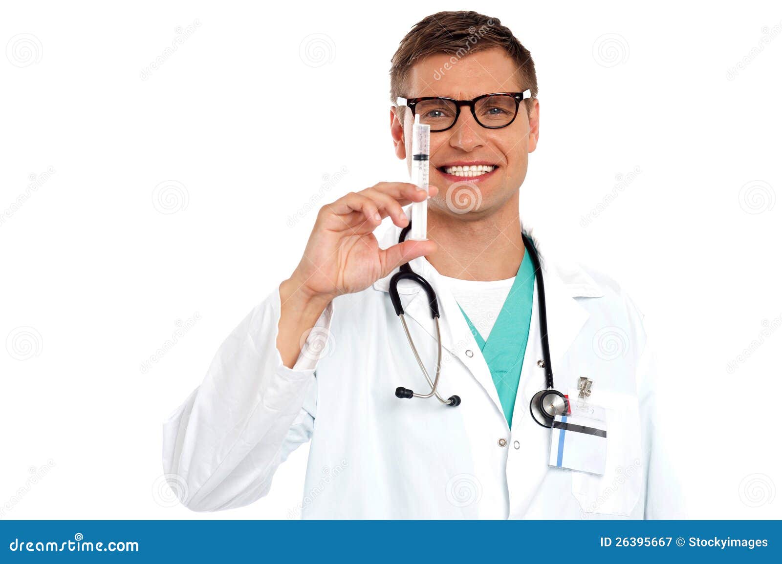 Doctor with an Injection Needle with White Fluid Stock Image - Image of ...