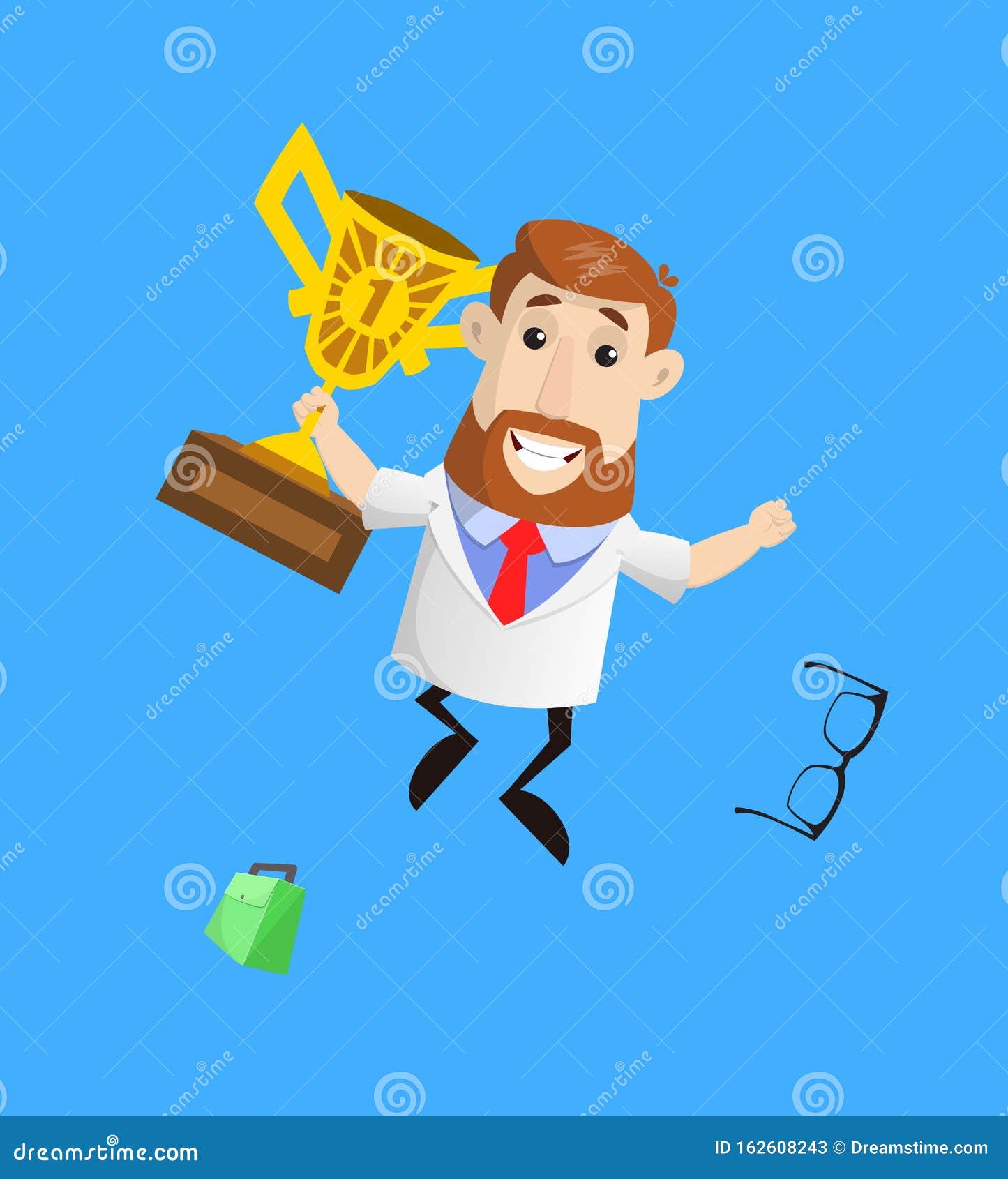 Doctor - Jumping with Trophy Stock Vector - Illustration of promotion ...
