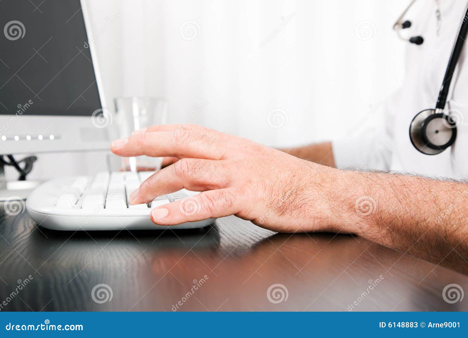 Doctor at the keyboard stock image. Image of analyzing - 6148883