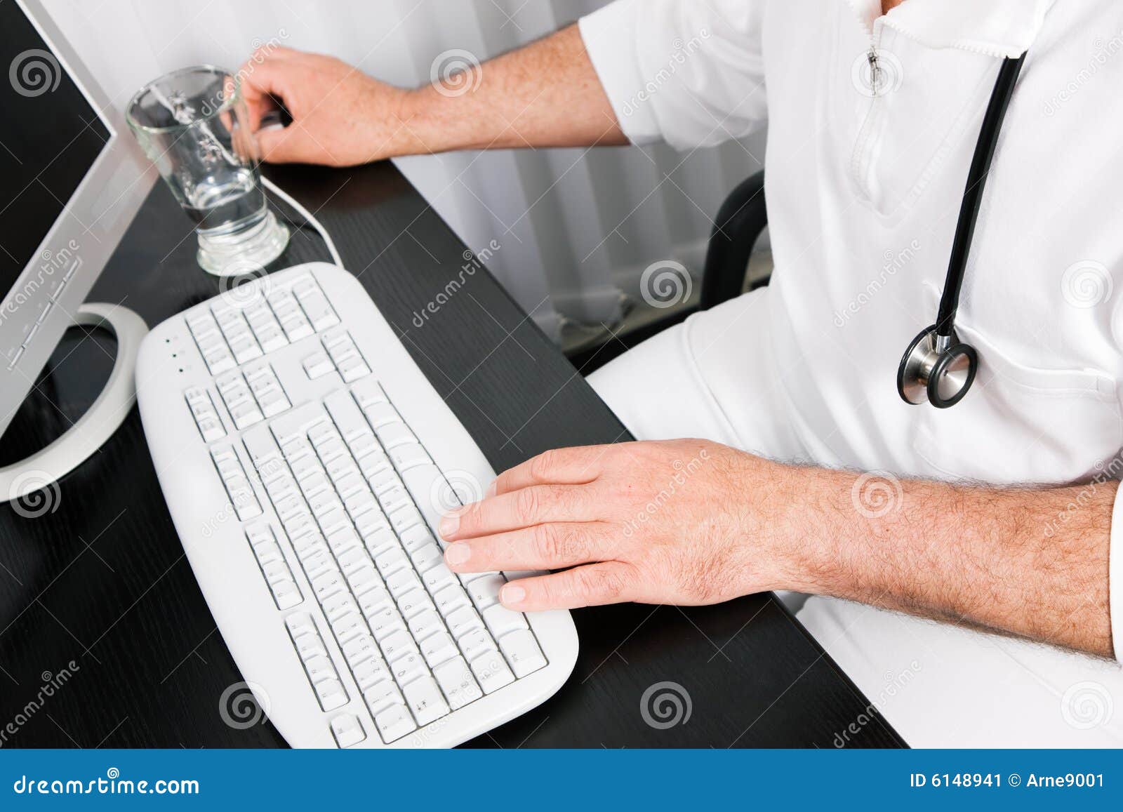 Doctor at the keyboard stock image. Image of analyzing - 6148941