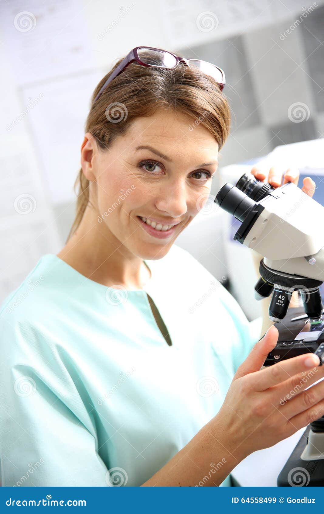 Doctor in Lab Analysing with Microscope Stock Image - Image of medicine ...