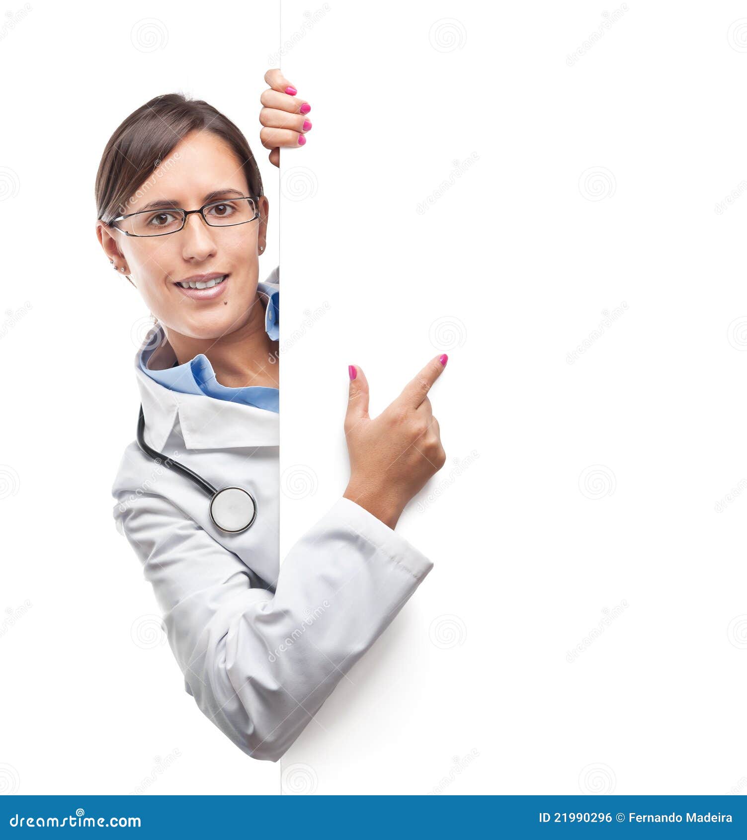 Doctor in Lab Coat Show Blank Sign Stock Photo - Image of isolated ...