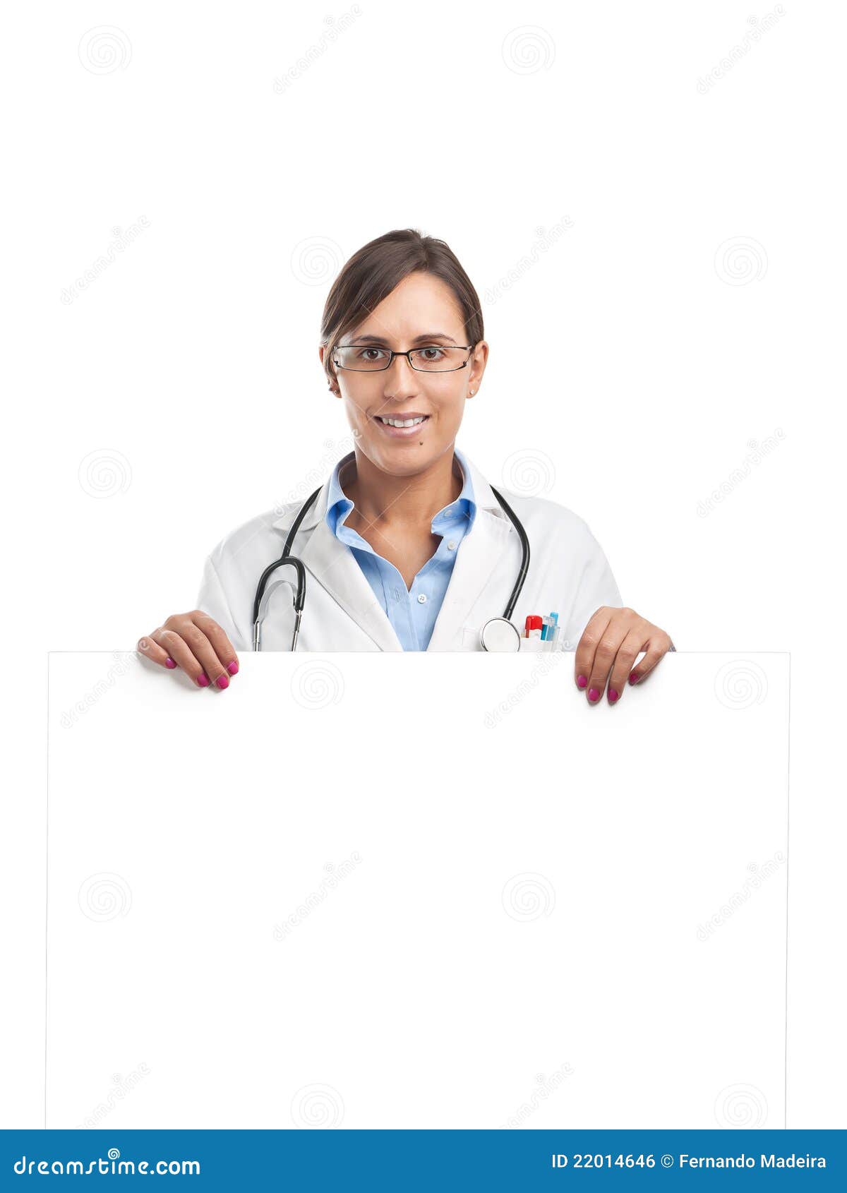 Doctor in Lab Coat Show Blank Sign Stock Photo - Image of care, message ...