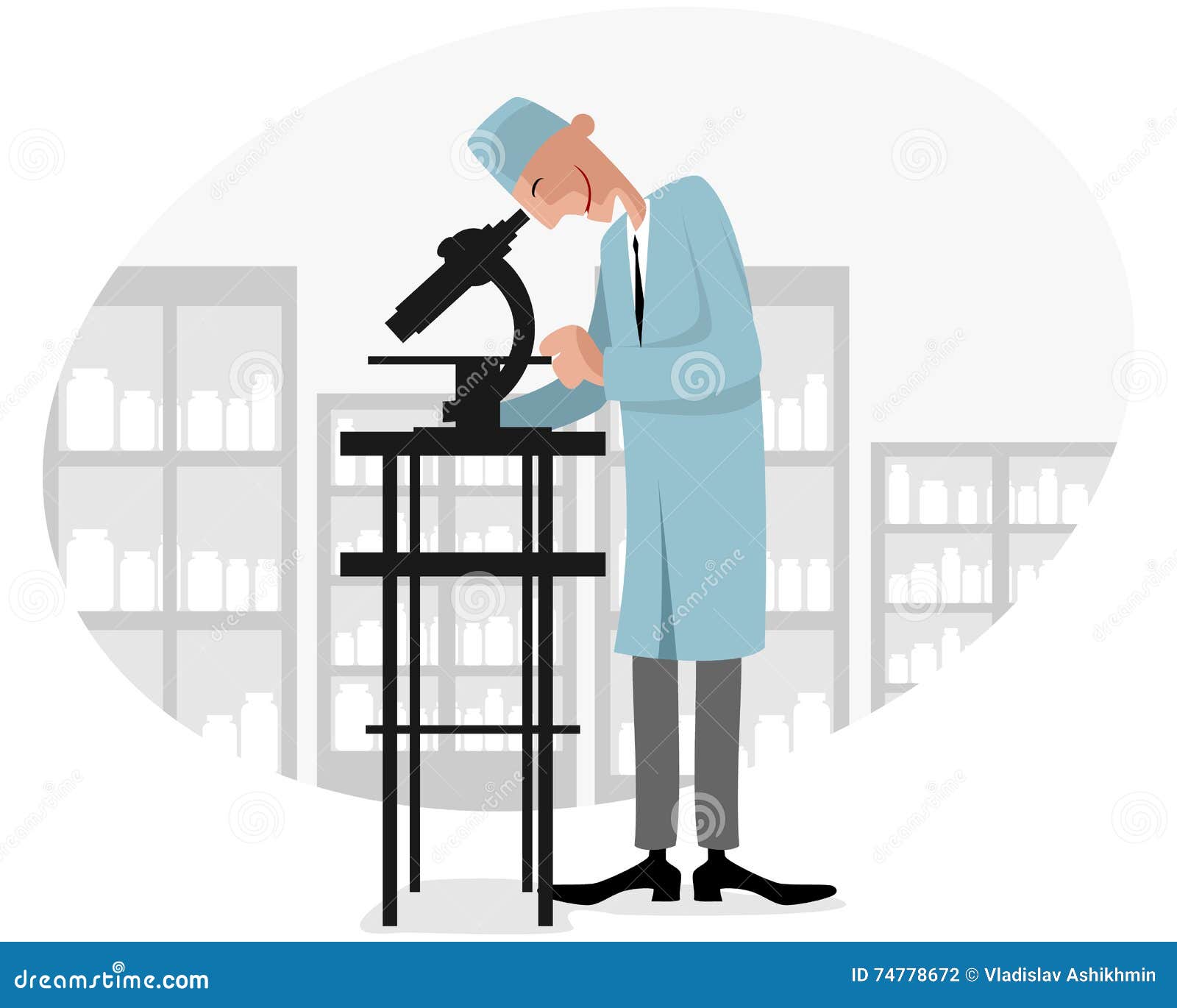 Doctor in lab stock vector. Illustration of looking, care - 74778672