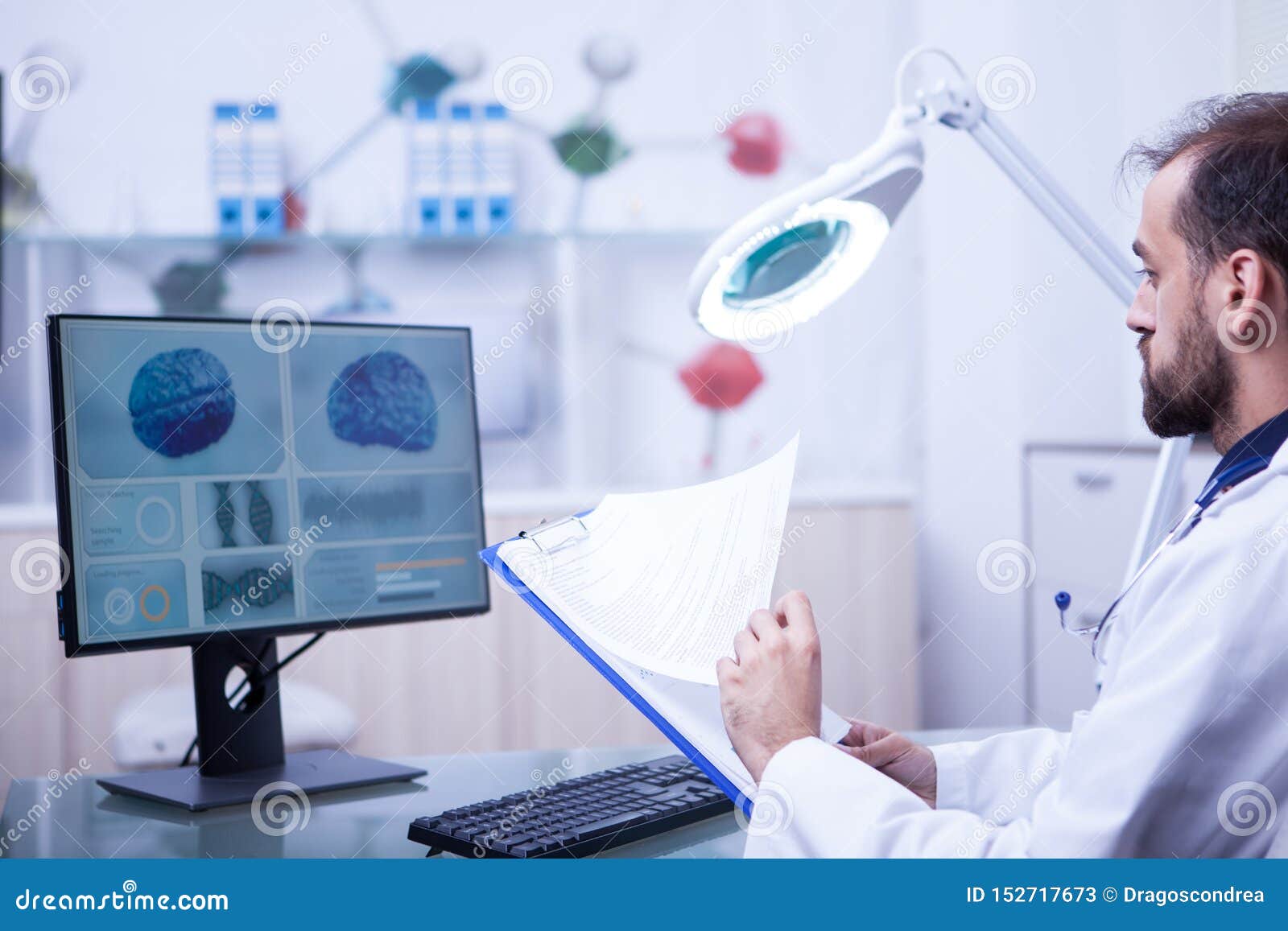 Doctor in Laboratory Checking the Analyzes of a Pacient Brain after the ...