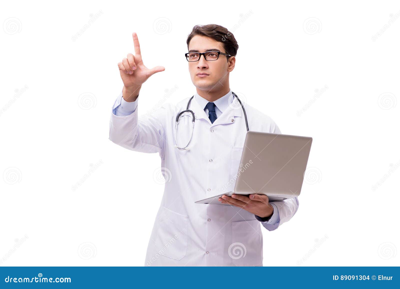 The Doctor with Laptop Isolated on White Background Stock Photo - Image ...