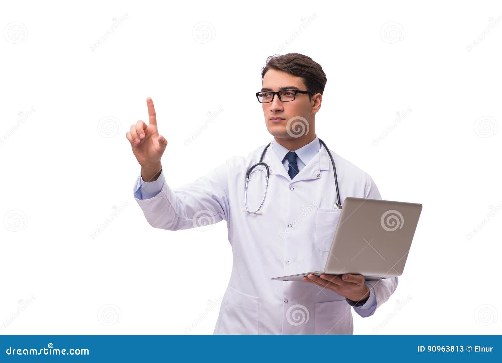 The Doctor with Laptop Isolated on White Background Stock Image - Image ...