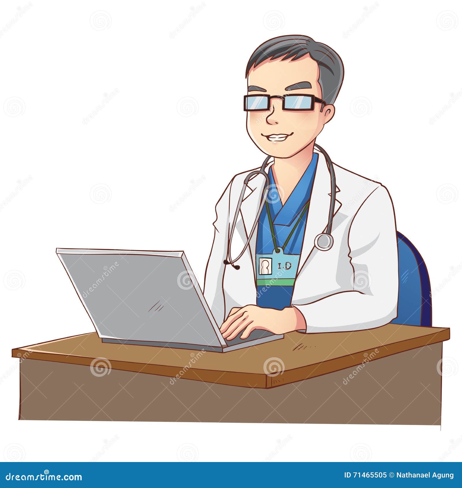 Doctor and laptop vector stock vector. Illustration of chronic - 71465505
