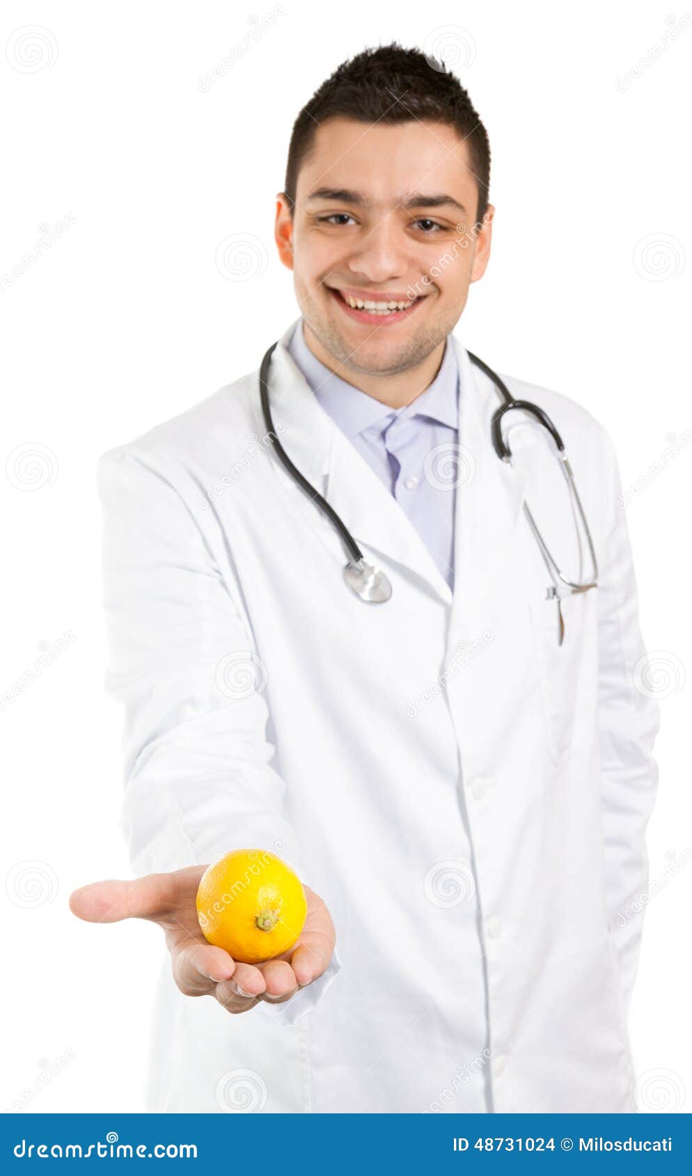 Doctor and lemon stock photo. Image of male, clinical - 48731024