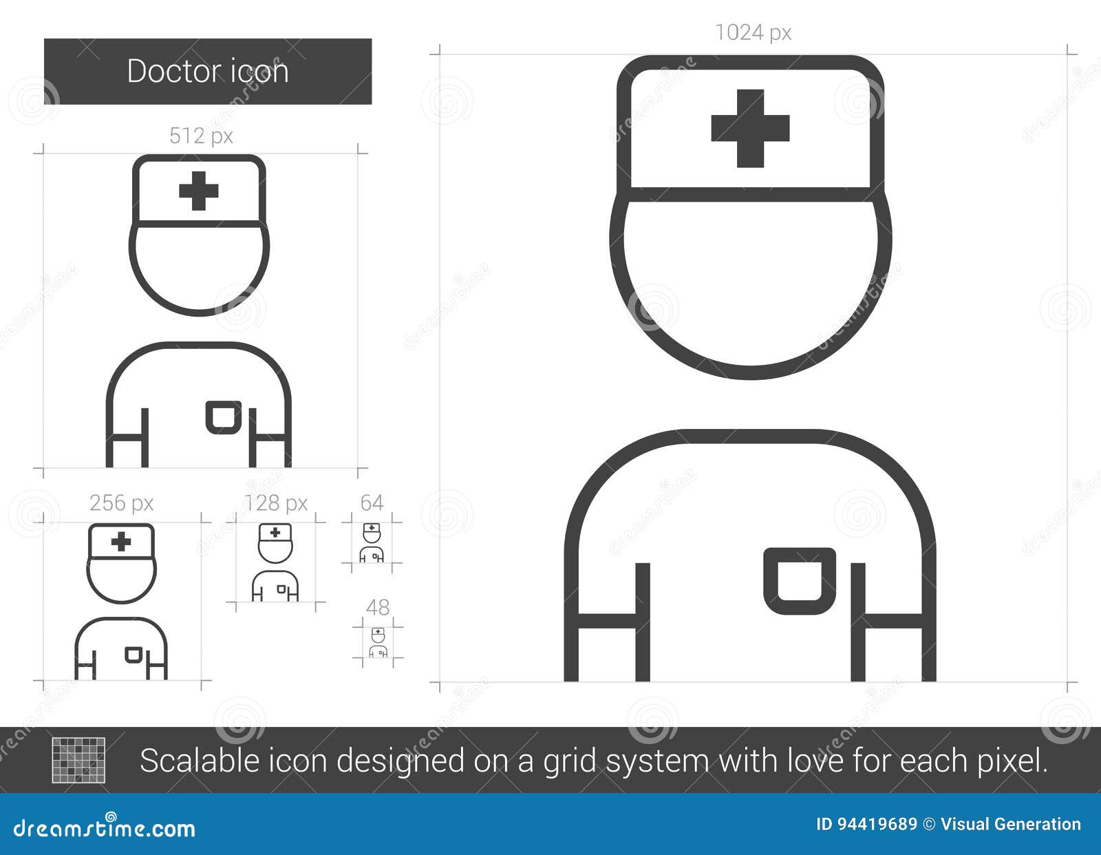 Doctor line icon. stock vector. Illustration of care - 94419689