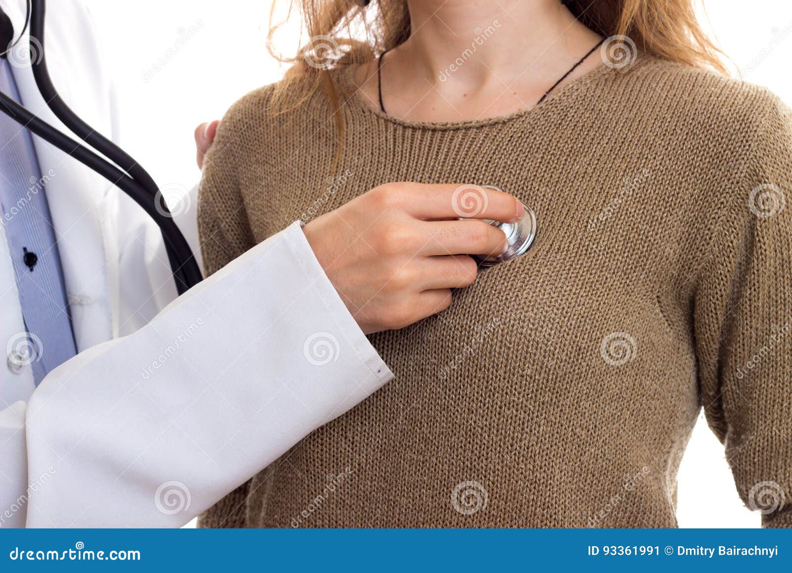 Doctor Listening Heartbeat Of The Woman Stock Image Image Of