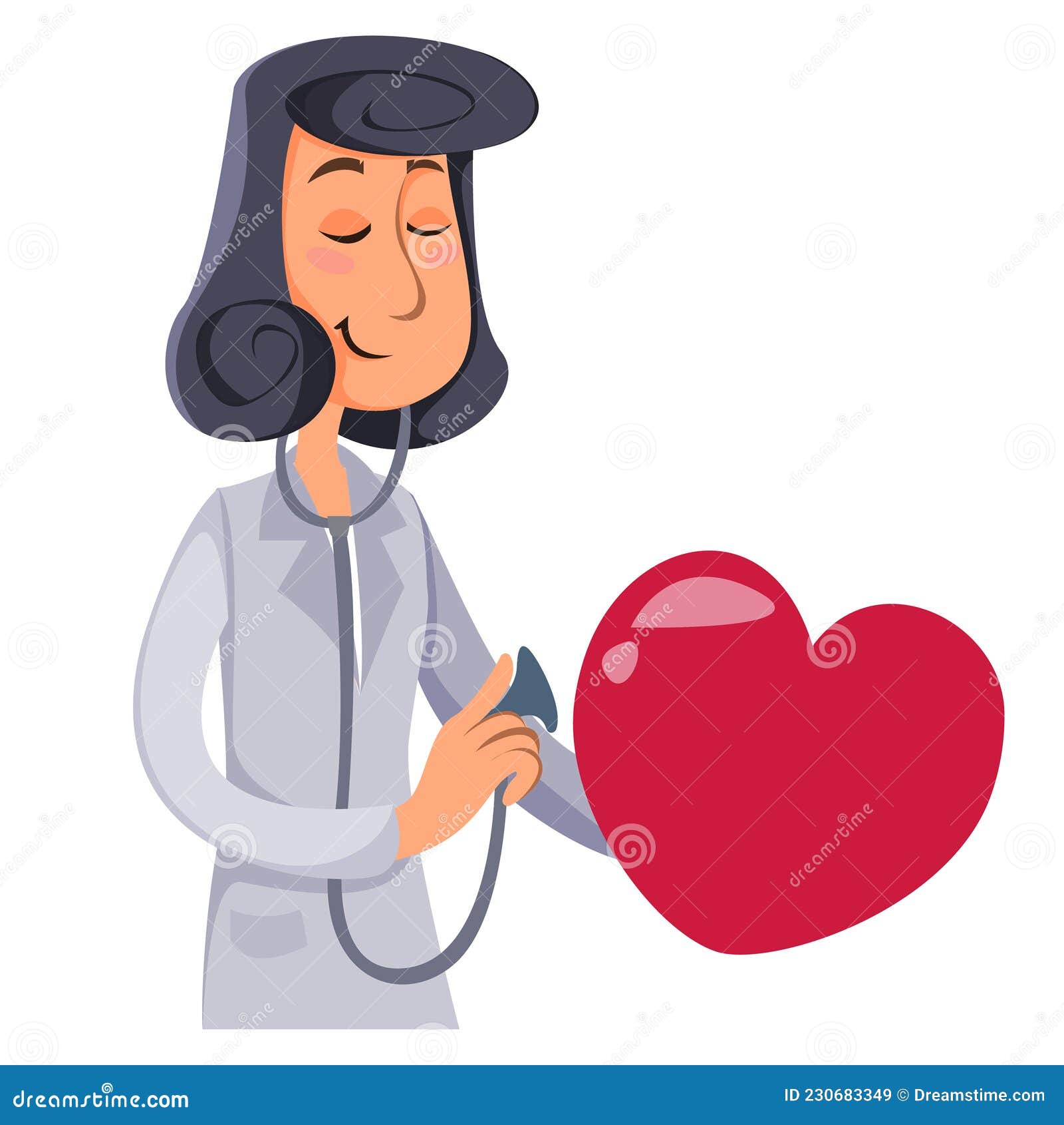 The Doctor Listens With A Stethoscope Heart Female Cardiologist