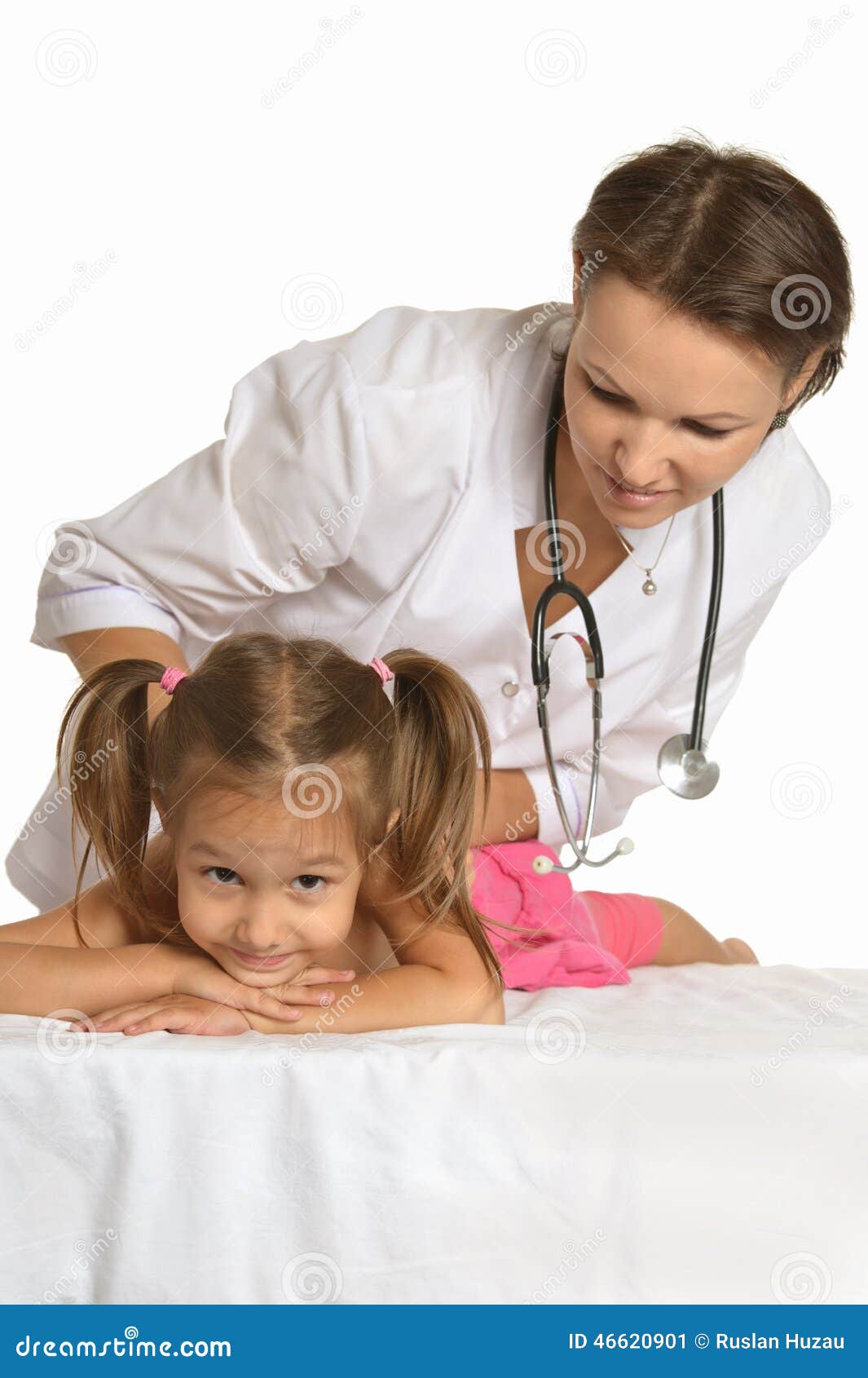 Doctor with little girl stock image. Image of emotions - 46620901