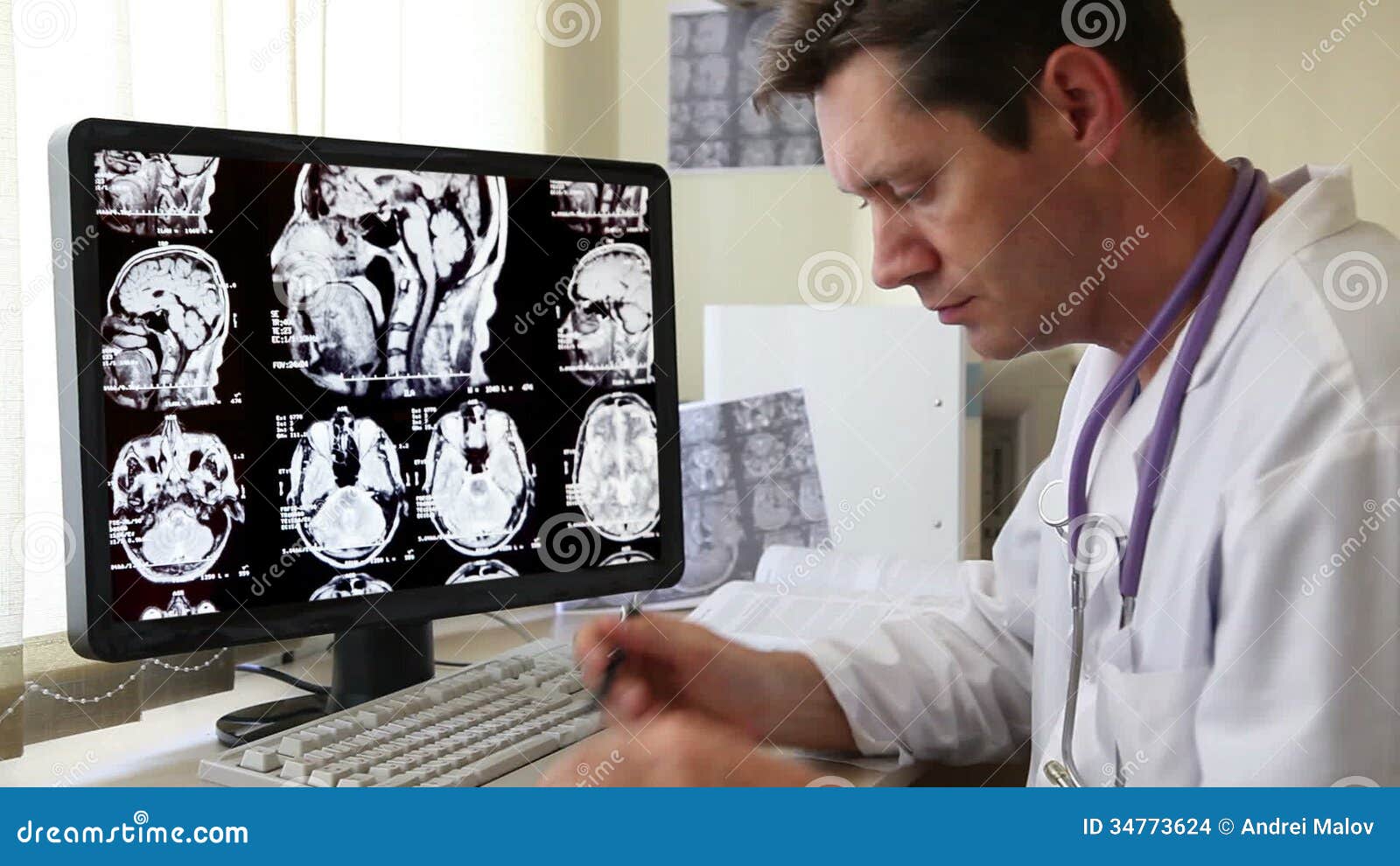 Doctor looking at CT scan stock footage. Video of analysis - 34773624