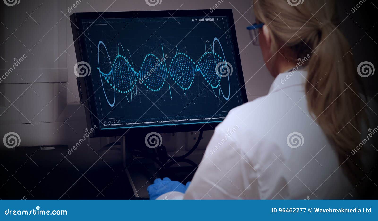 Doctor Looking Dna Molecule on Computer Stock Video - Video of adult ...