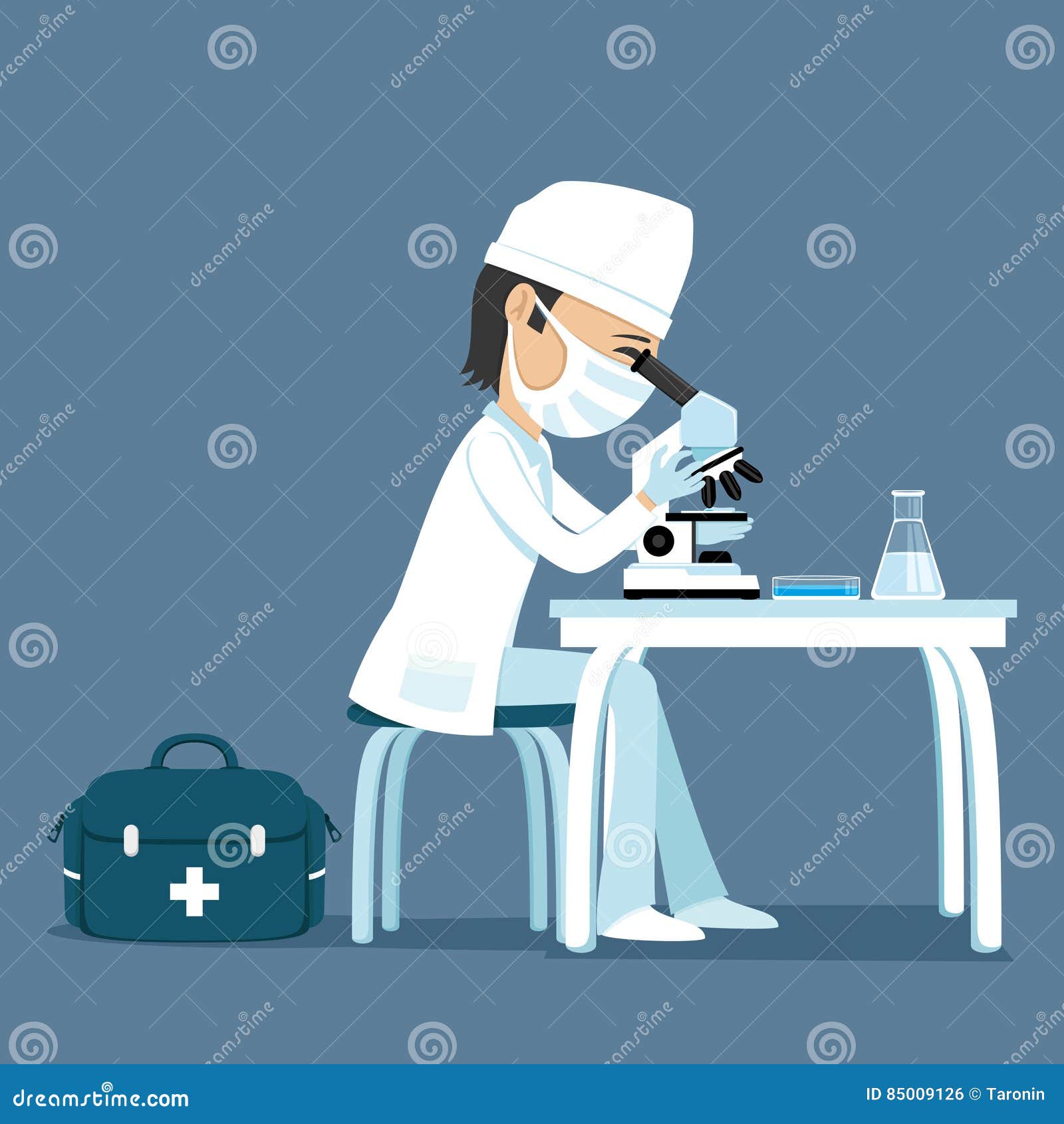 Doctor Looking into a Microscope. Stock Vector - Illustration of ...