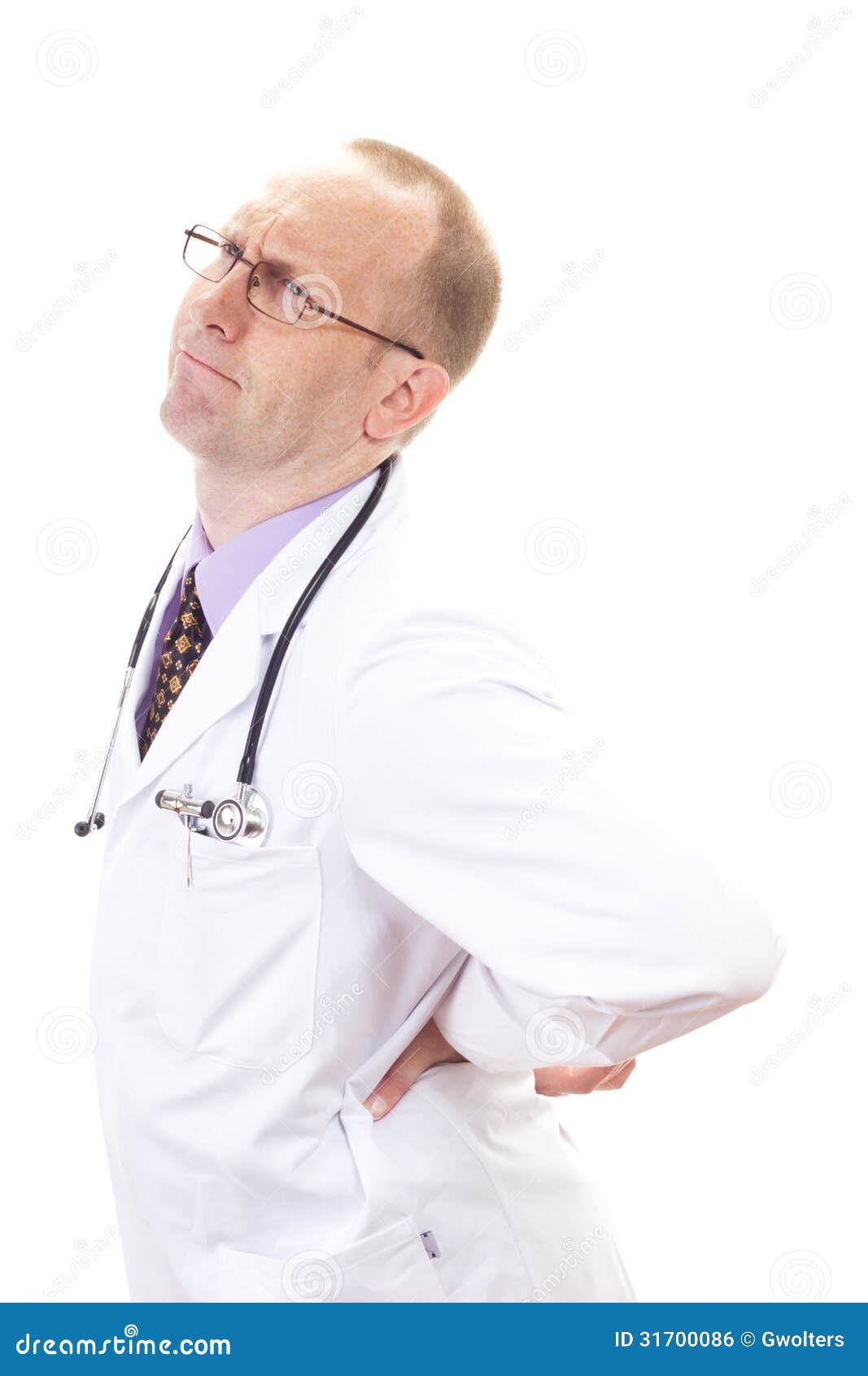 Doctor Looking Pained Due To Backache Stock Photo - Image of doctor ...