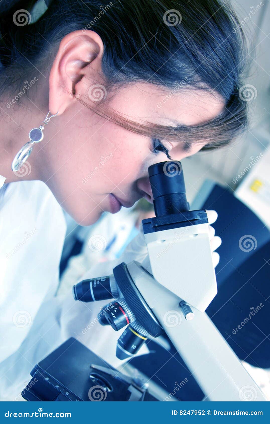 Doctor Looking Under a Microscope Stock Photo - Image of health, female ...