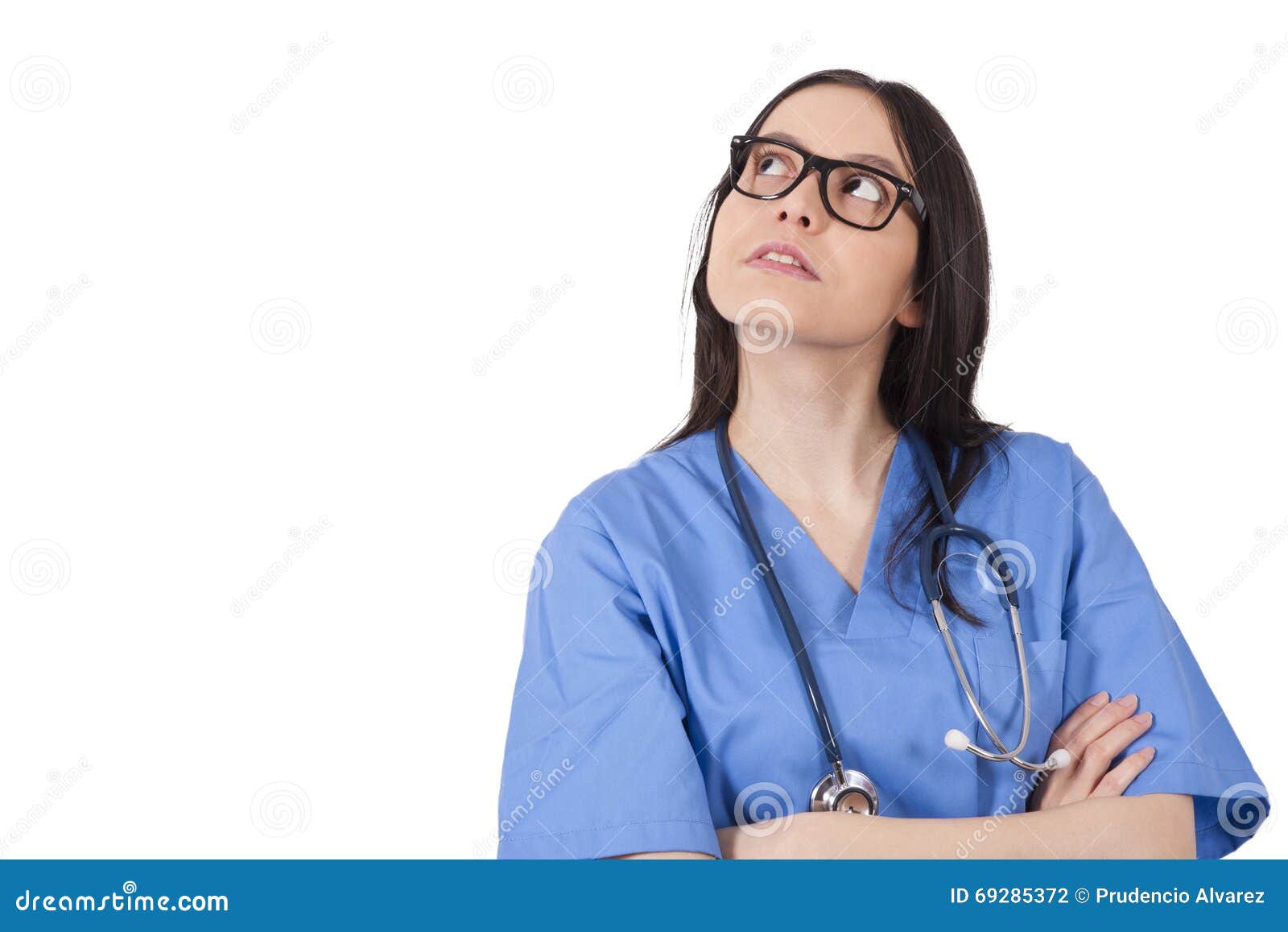 Doctor looking up stock photo. Image of healthcare, portrait - 69285372