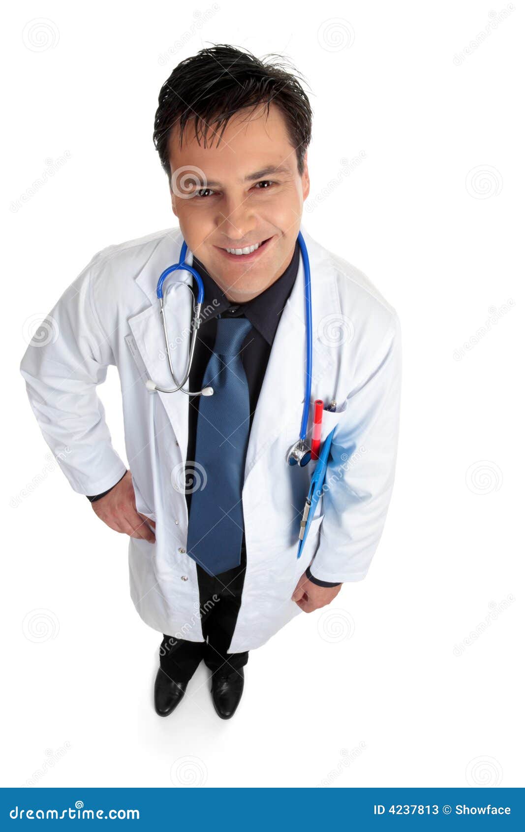 Doctor Looking Up and Smiling Stock Image - Image of cheerful, positive ...