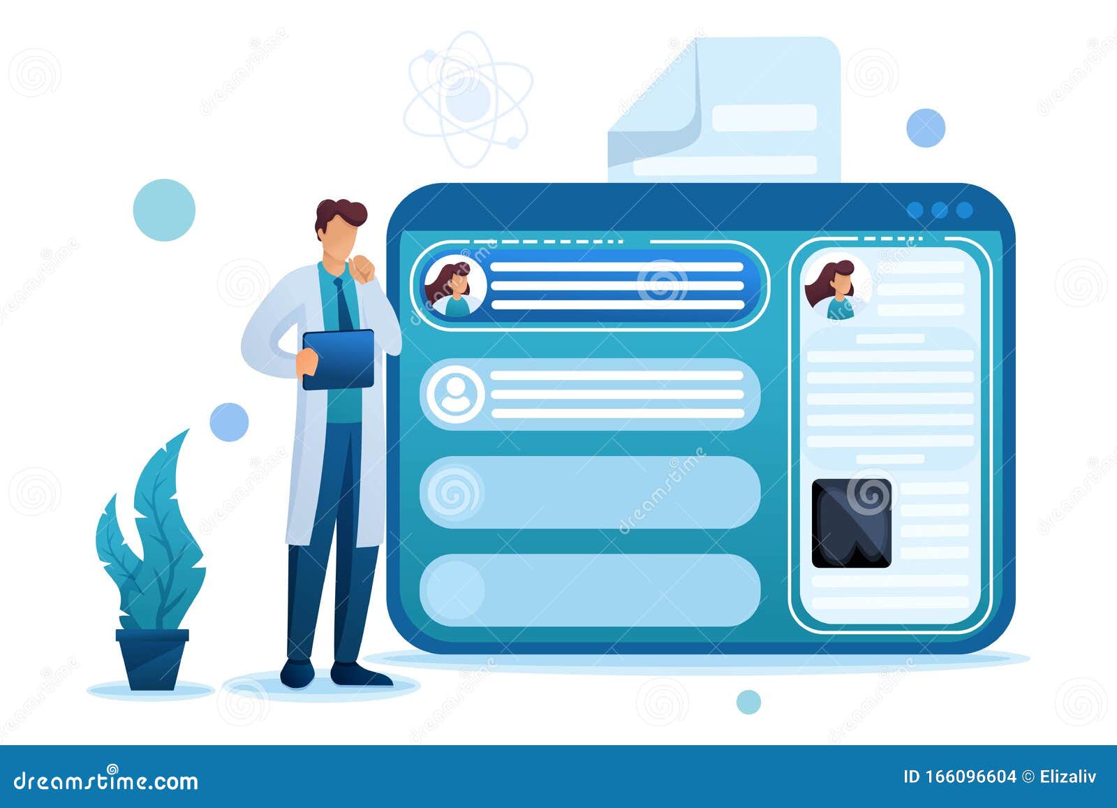 Doctor Looks at the Patient`s Electronic Chart on the Tablet. Flat 2D ...