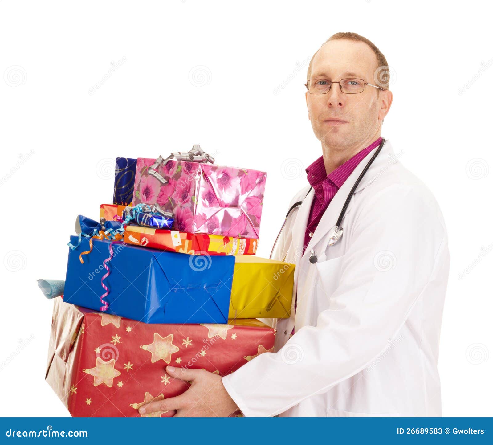 Doctor with a lot of gifts stock image. Image of love - 26689583