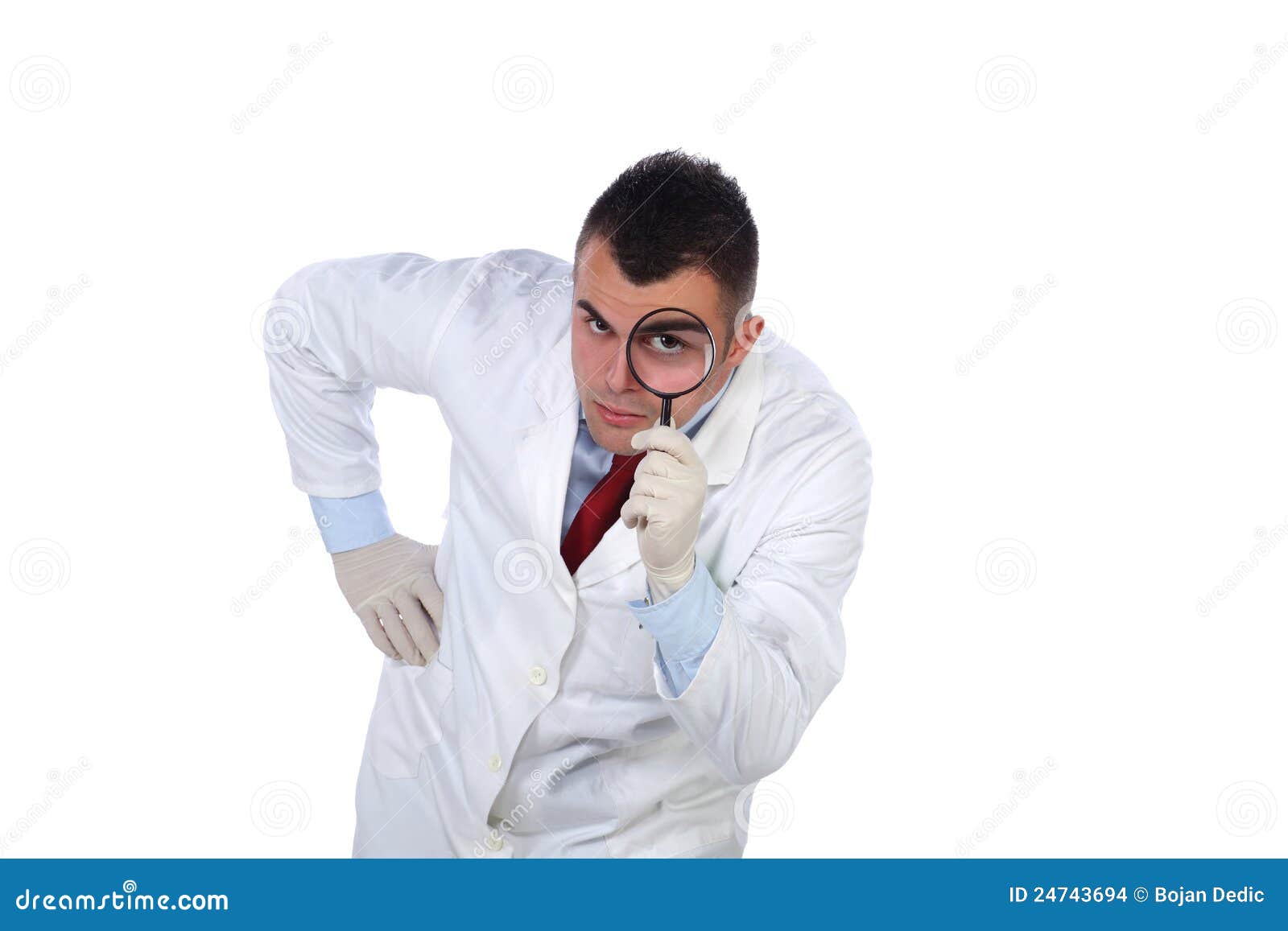 Doctor and Magnifying Glass Stock Photo - Image of occupation, hospital ...