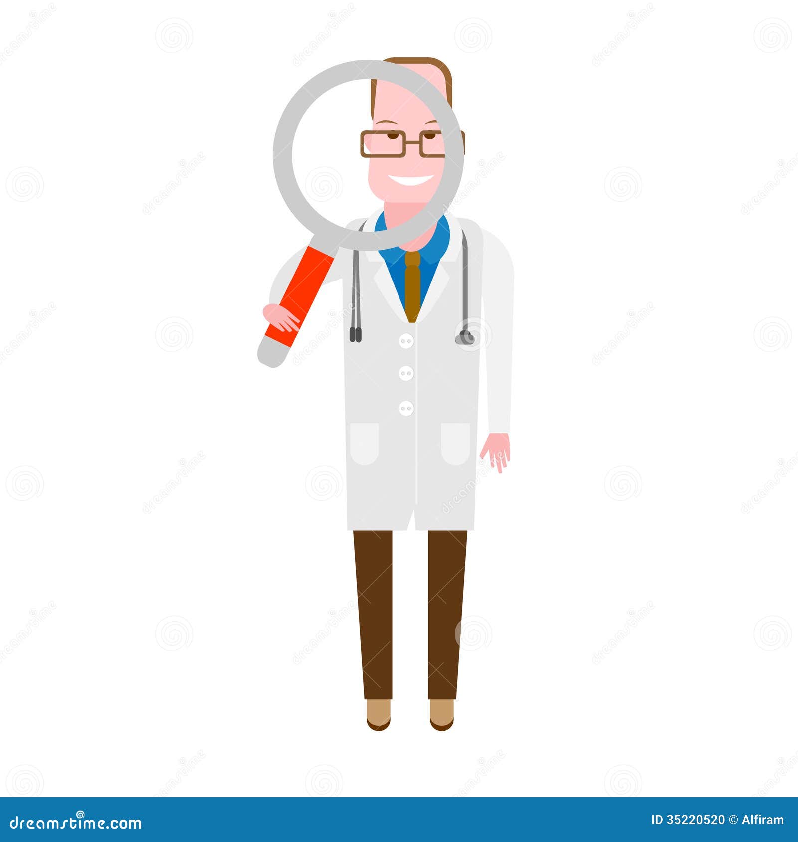 Doctor with a Magnifying Glass Stock Vector - Illustration of professor ...
