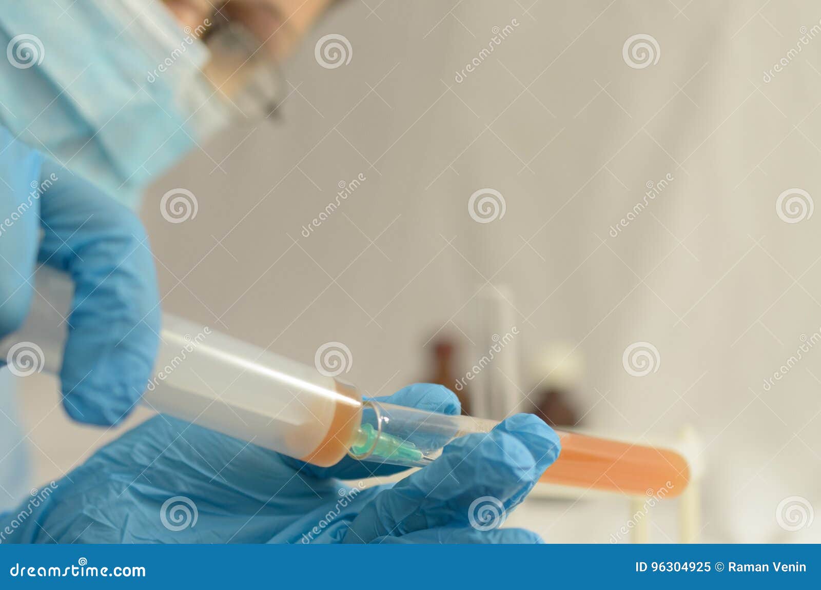 The Doctor Makes Tests with a Biological Fluid. Stock Image - Image of ...