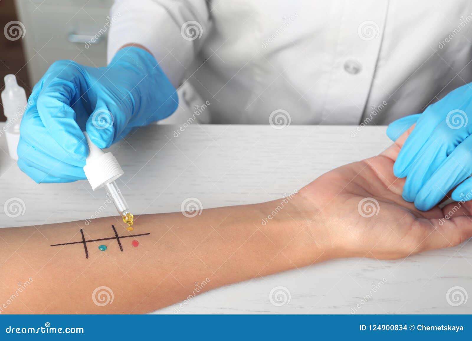 Doctor Making Allergy Test at Table Stock Photo - Image of clinical ...