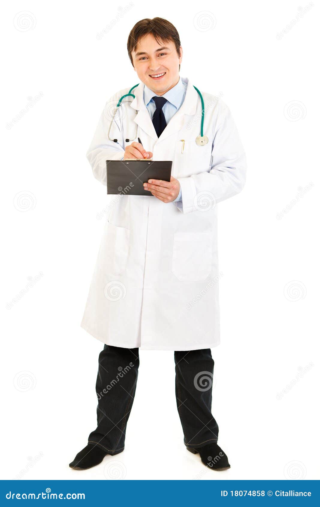 Doctor Making Notes in Medical Chart Stock Photo - Image of handsome ...