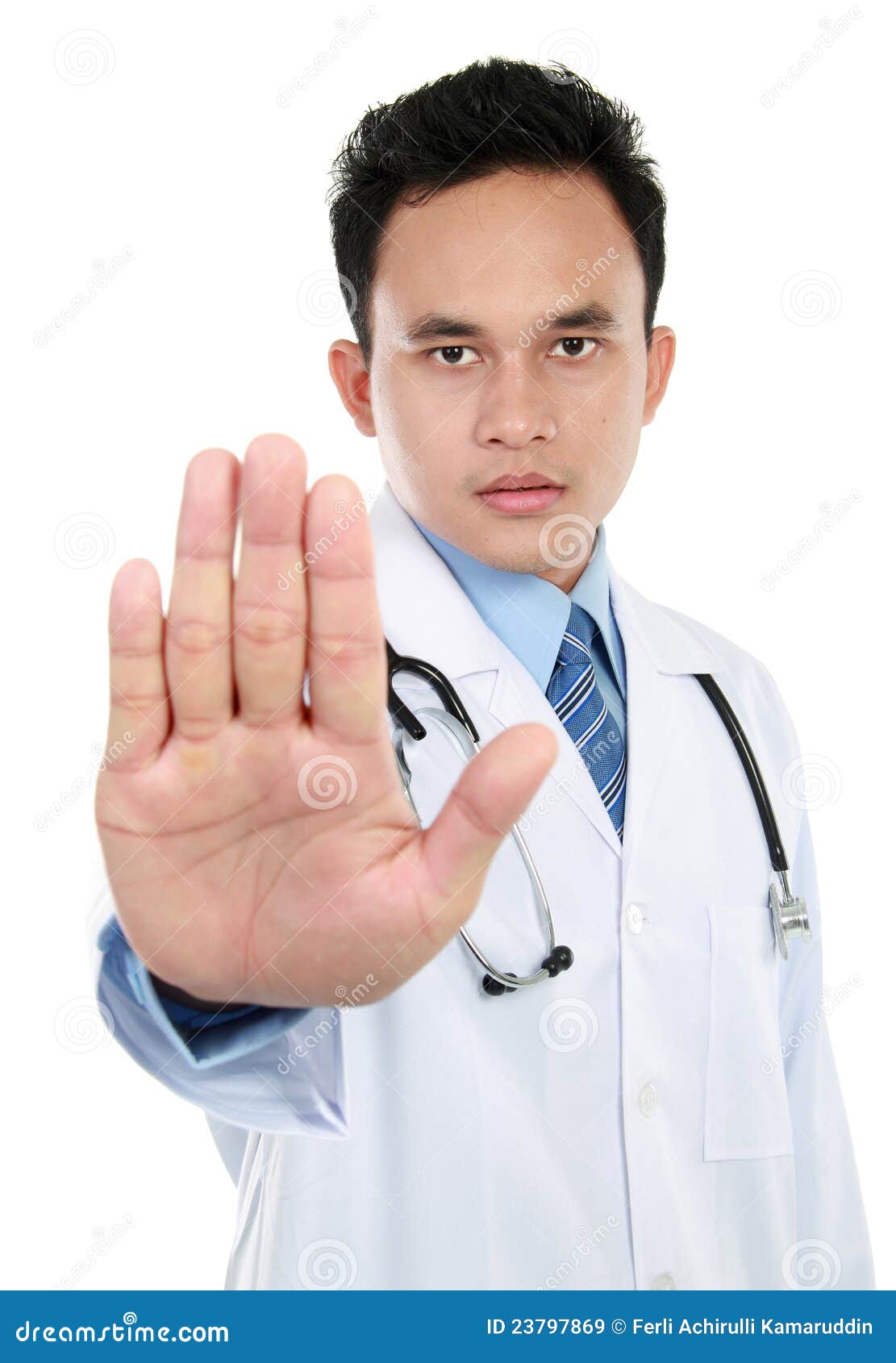 Doctor making stop sign stock image. Image of hospital - 23797869