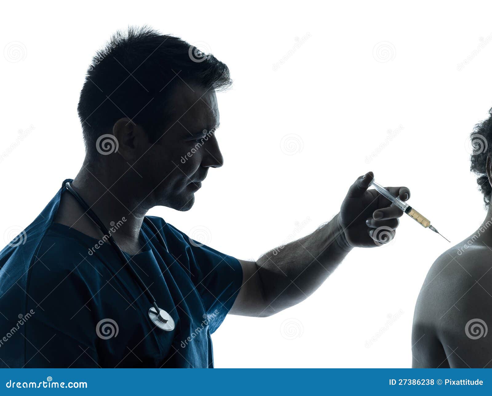 Doctor Man Holding Hypodermic Syringe Silhouette Stock Photo - Image of ...