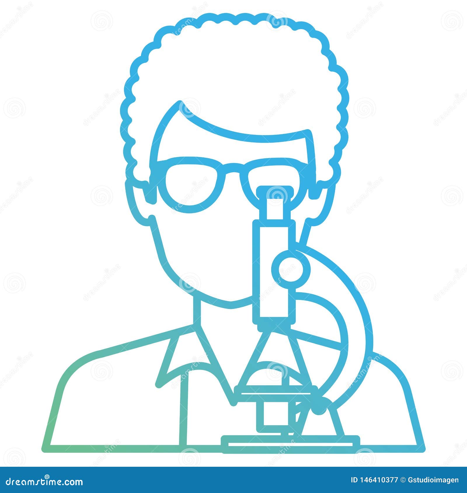 Doctor Man with Microscope Character Stock Illustration - Illustration ...