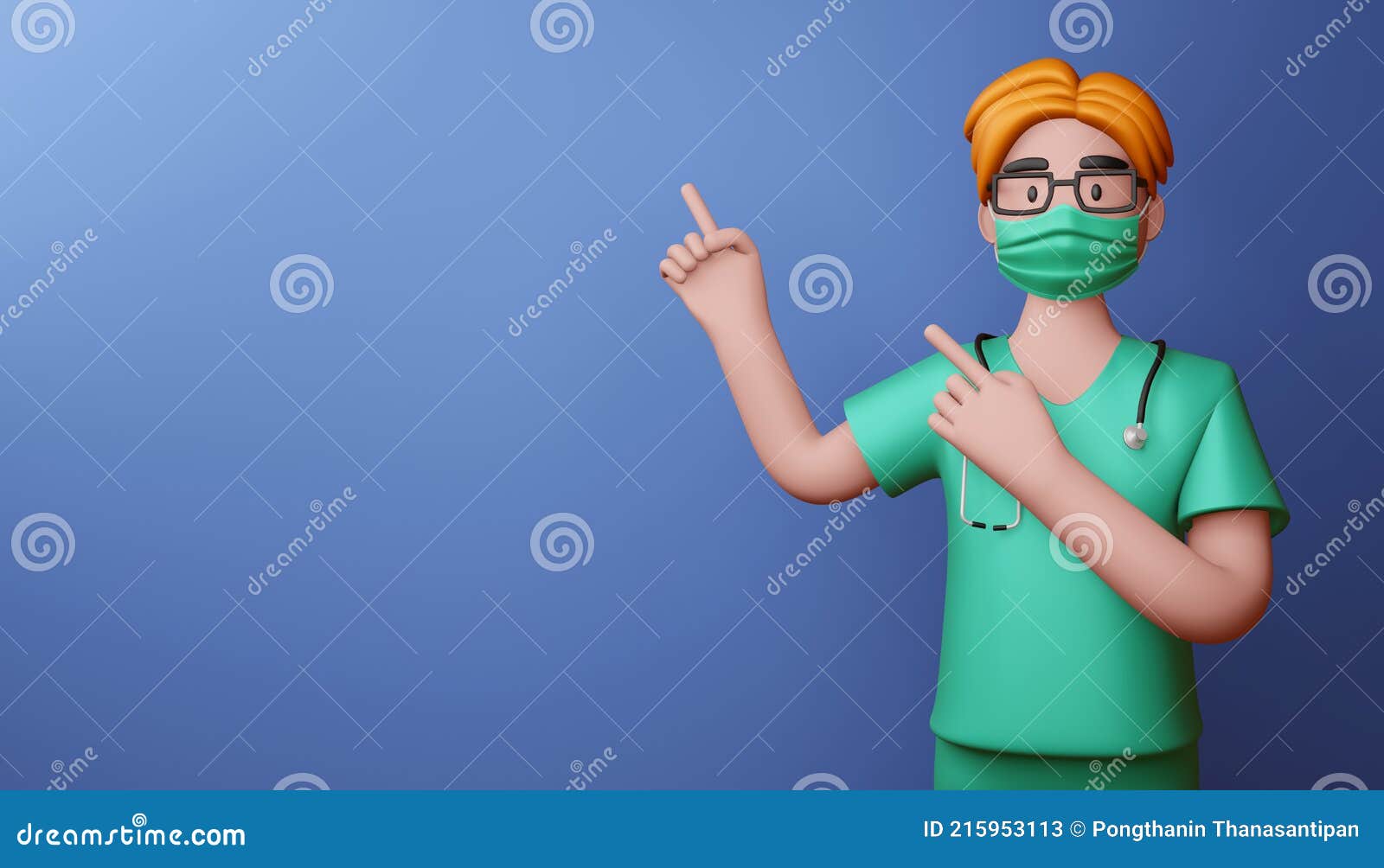Doctor Man Pointing Fingers, 3d Rendering Stock Illustration ...