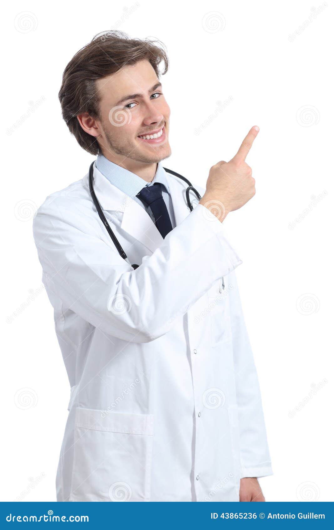 Doctor Man Presenting an Advice Pointing at Side Stock Photo - Image of ...