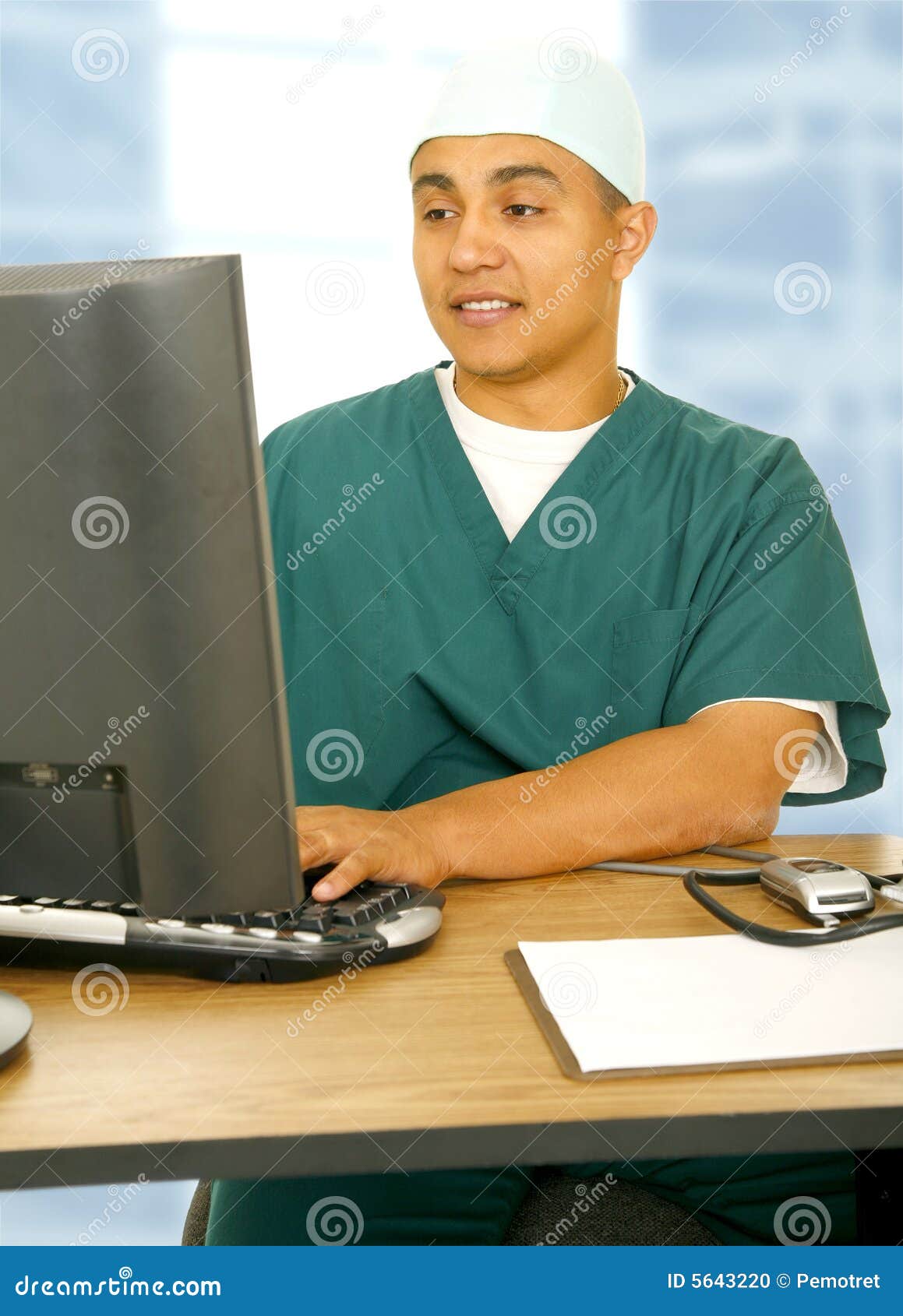 Doctor Man Using Computer stock photo. Image of male, person - 5643220