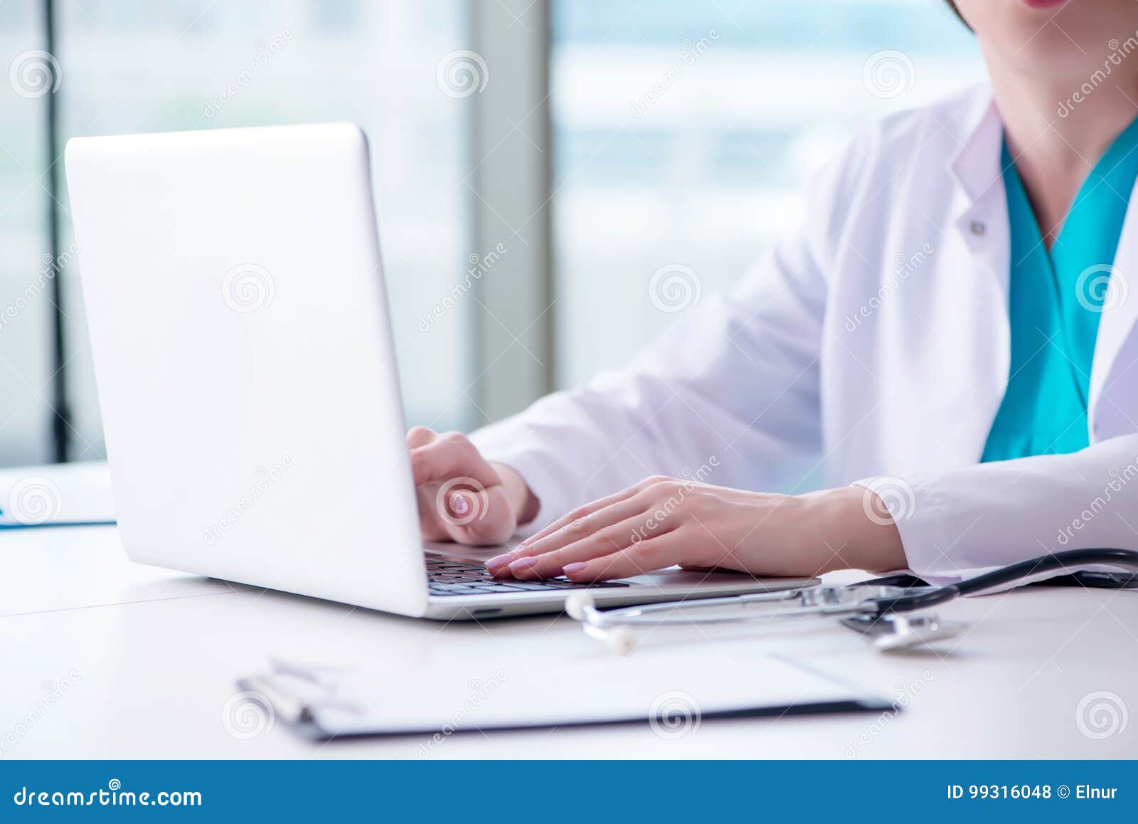 The Doctor Man Working on the Computer in Lab Stock Photo - Image of ...
