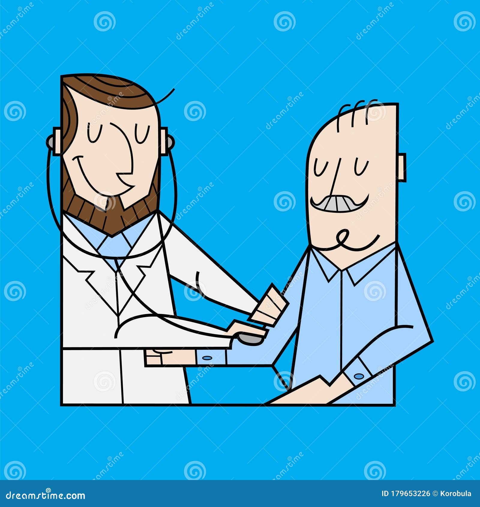 Doctor Measures Pressure in an Elderly Man, Vector Illustration Stock ...