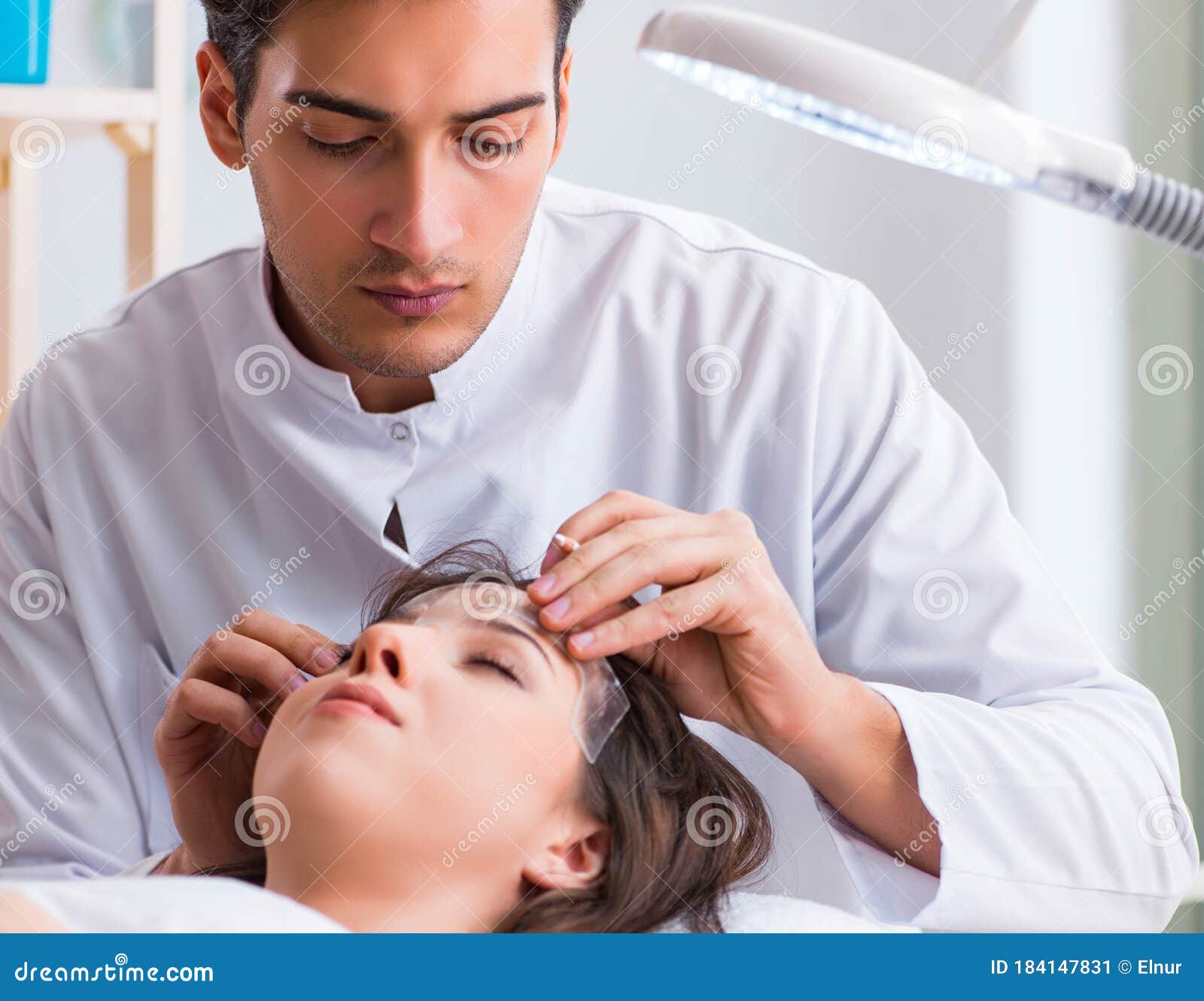 Doctor Measuring Patient`s Face before Plastic Surgery Stock Image ...