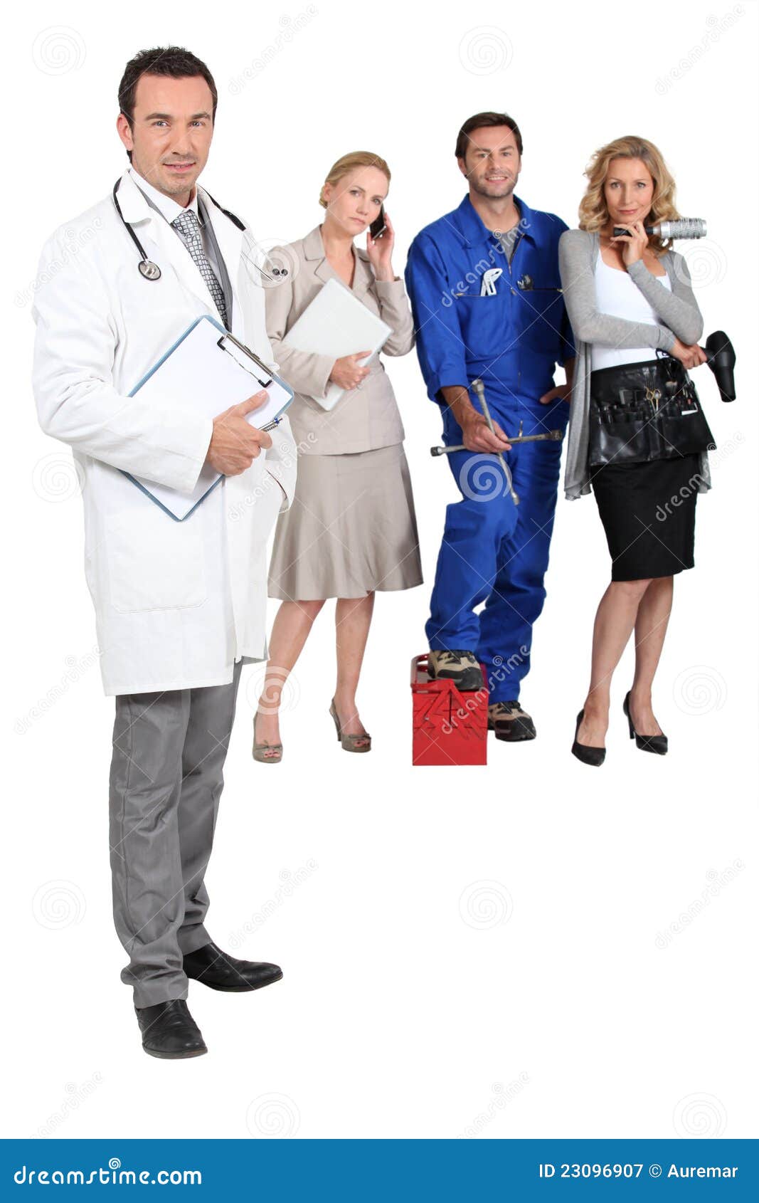 Doctor, Mechanic, MD and Secretary. Stock Image - Image of caucasian ...