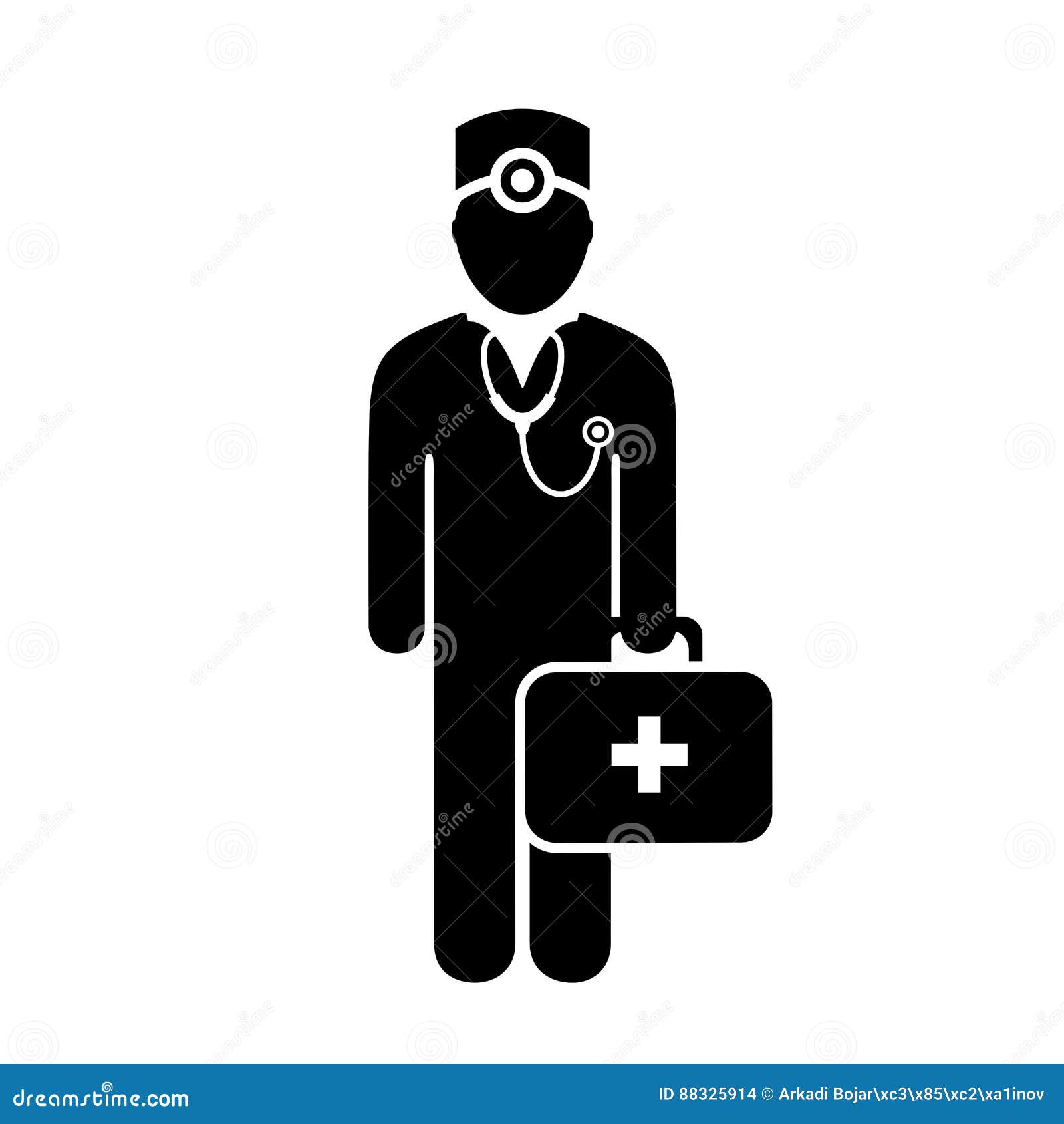 Doctor with Medical Chest Vector Icon Stock Vector - Illustration of ...